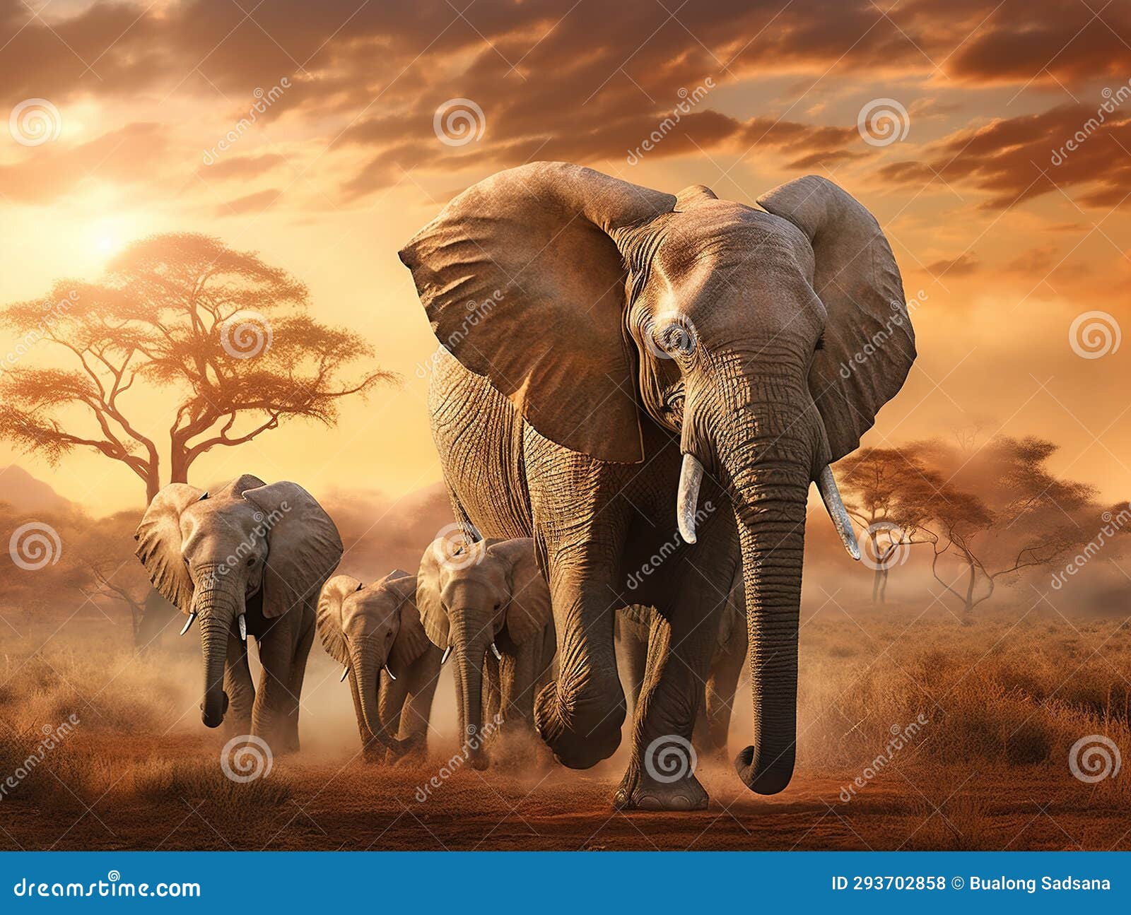Elephants Made With Generative AI Illustration Royalty-Free Cartoon ...