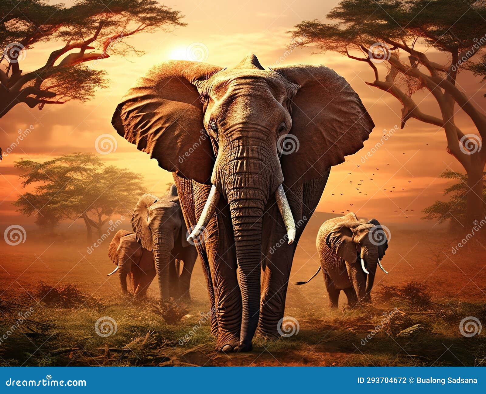 Ai Generated Illustration Wildlife Concept of African Elephants Stock ...