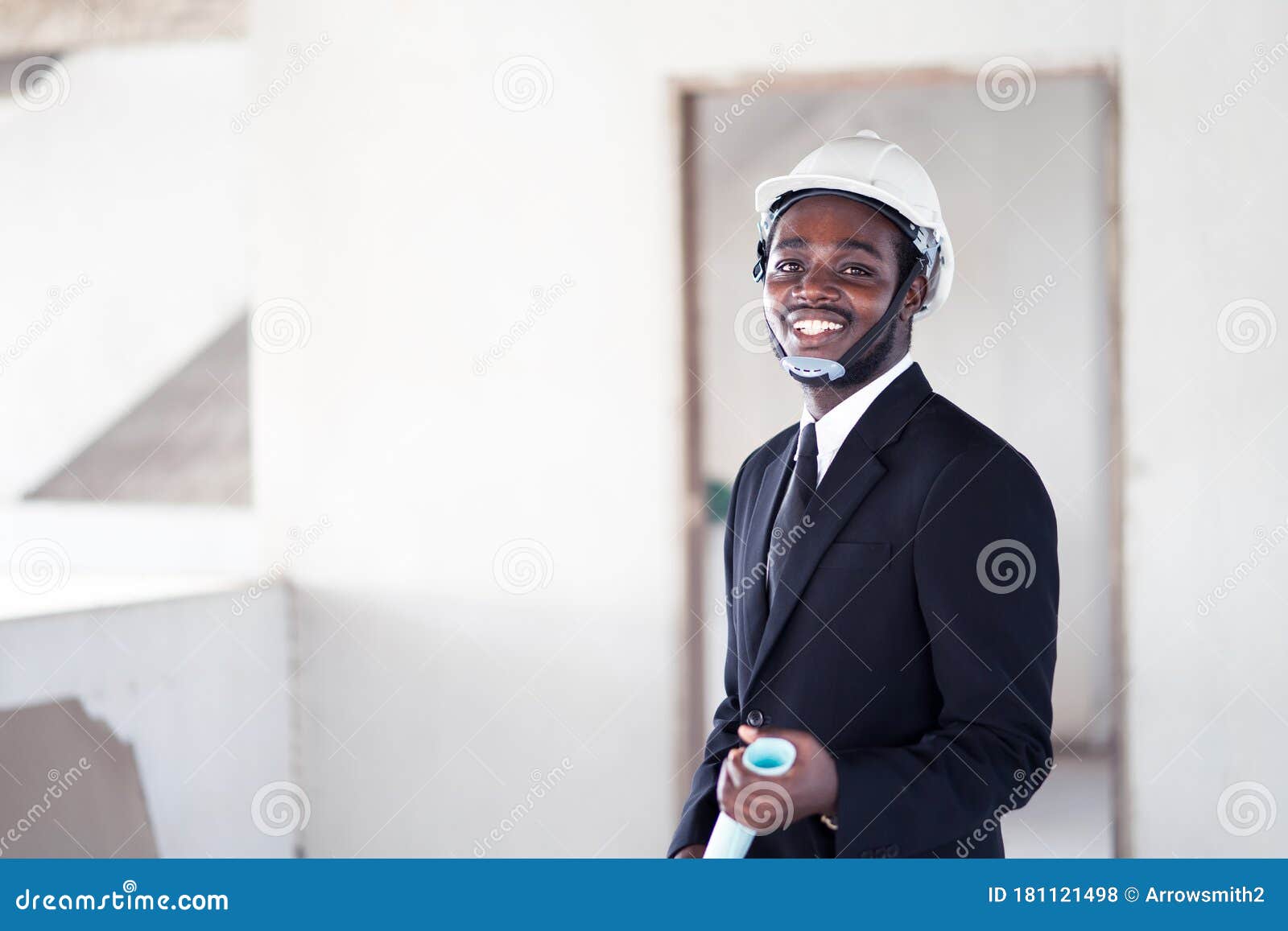 African Engineer Man Stand Up and Smilling Stock Photo - Image of civil ...