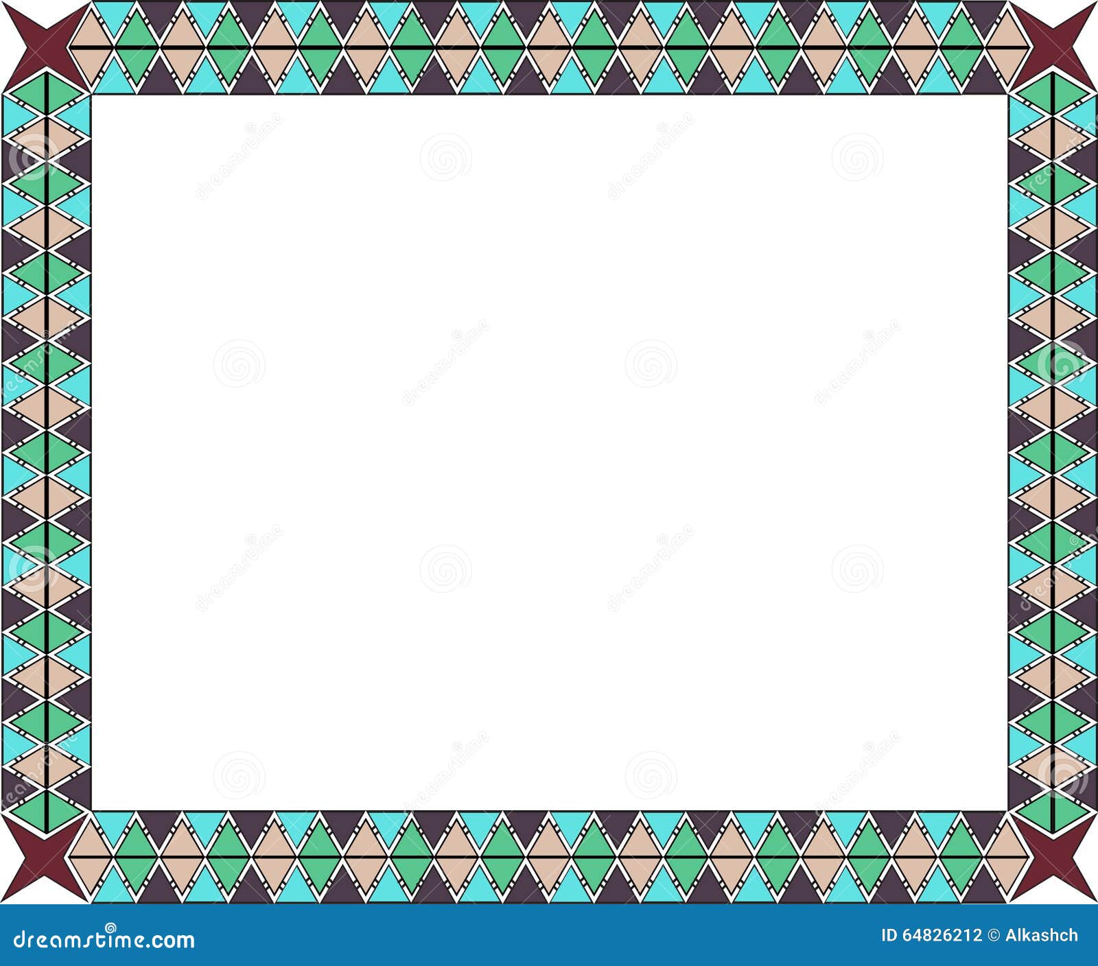 African Ethnic Green Pattern S Frame with Triangles Stock Vector - Illustration of blue, africa ...