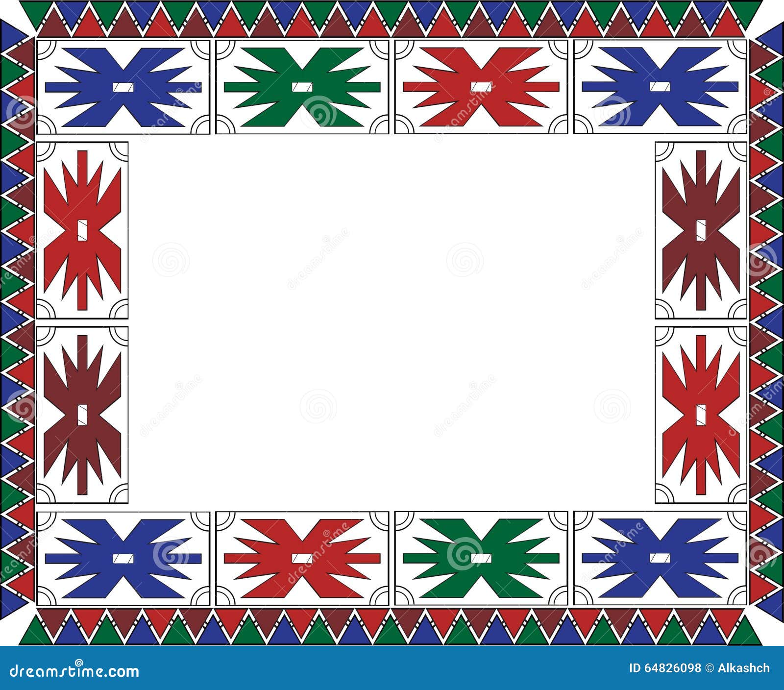 African Ethnic Pattern S Frame with Crosses and Triangles Stock Vector ...