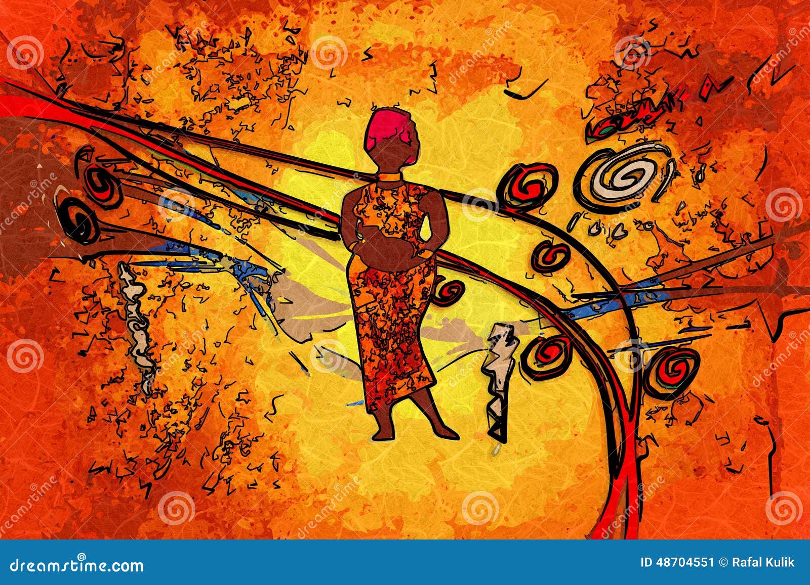 African Ethnic Retro Vintage Art Stock Illustration - Illustration of ...