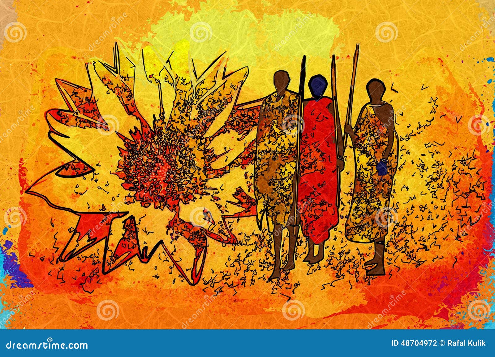 African Ethnic Retro Vintage Art Stock Illustration - Illustration of ...