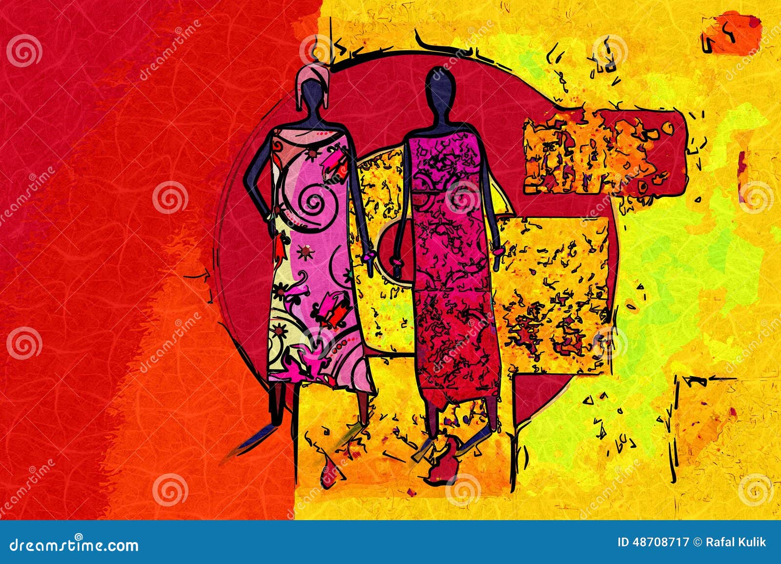 African Ethnic Retro Vintage Art Stock Illustration - Illustration of ...