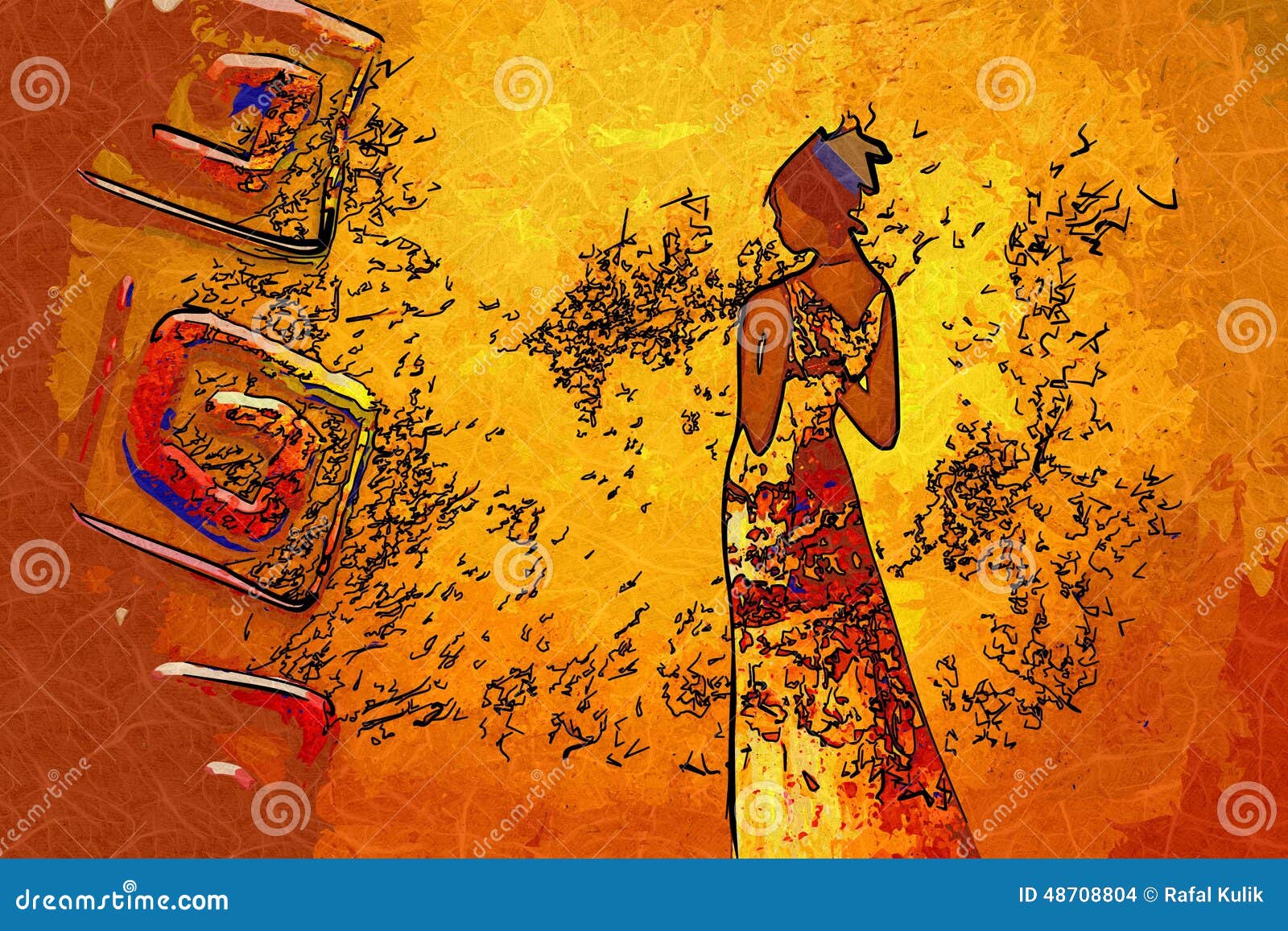 African Ethnic Retro Vintage Art Stock Illustration - Illustration of ...