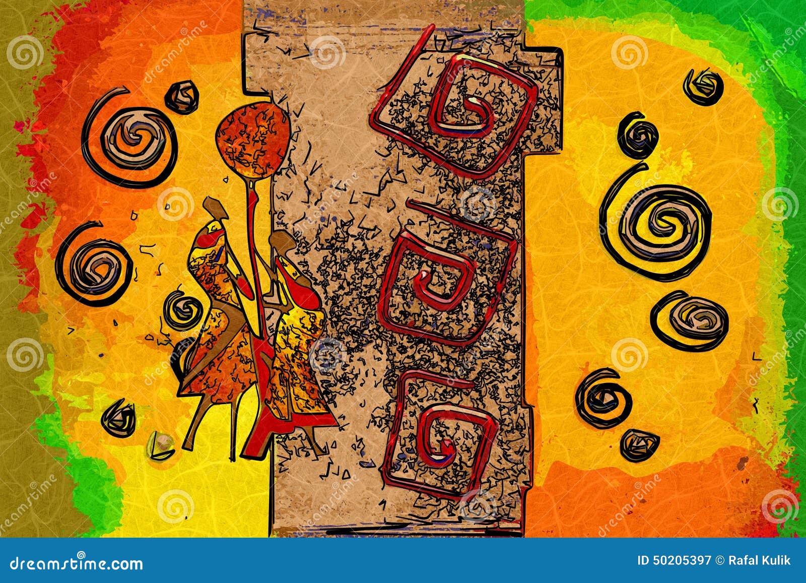 African Ethnic Retro Vintage Art Stock Illustration - Illustration of ...