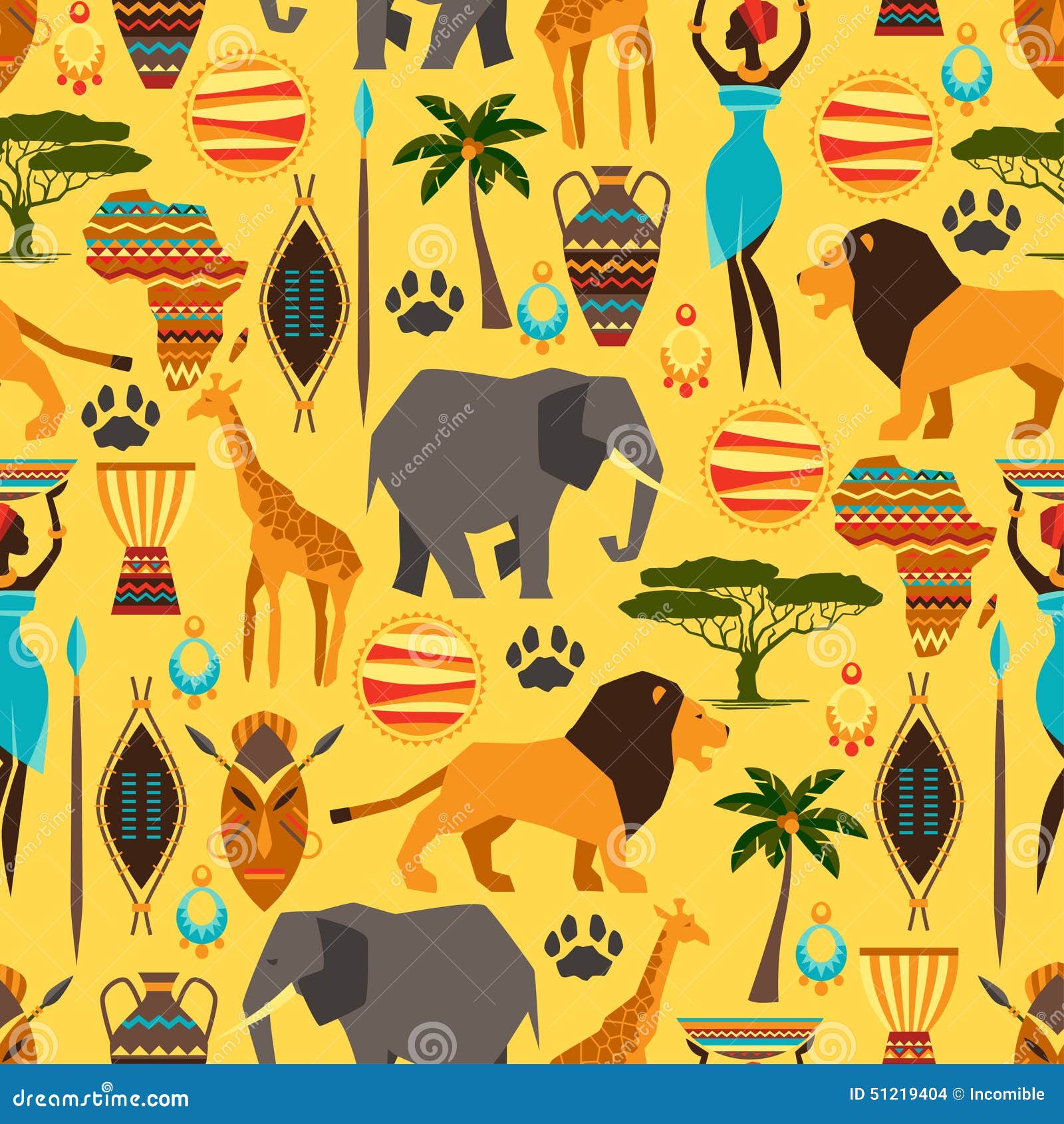 African Ethnic Seamless Pattern with Stylized Stock Vector ...