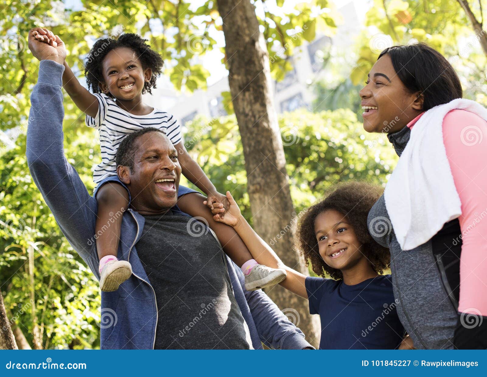 African Family Bonding in the Park Stock Image - Image of father ...