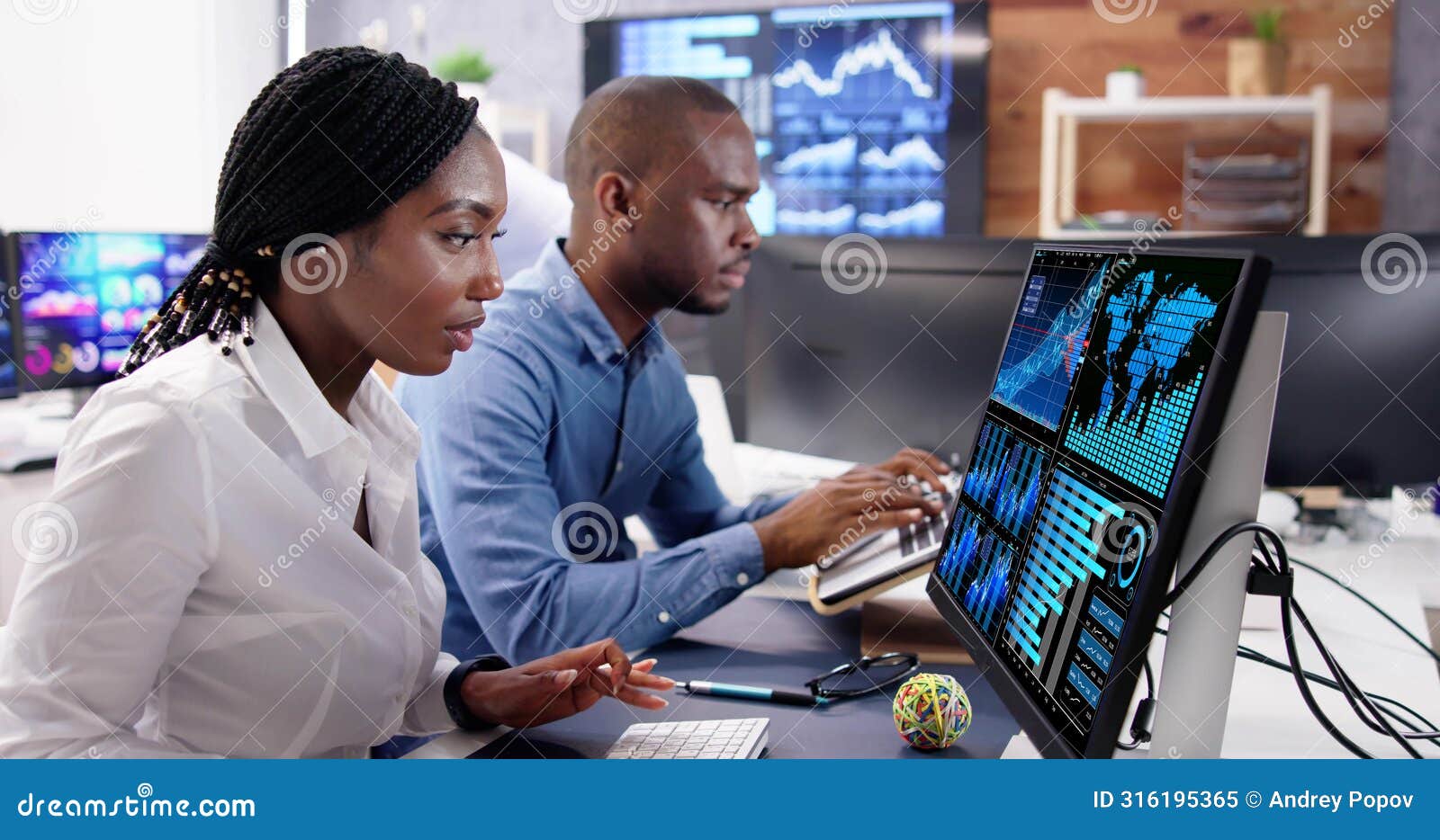 African Financial Analyst Manager Analyzing Data Stock Image - Image of ...