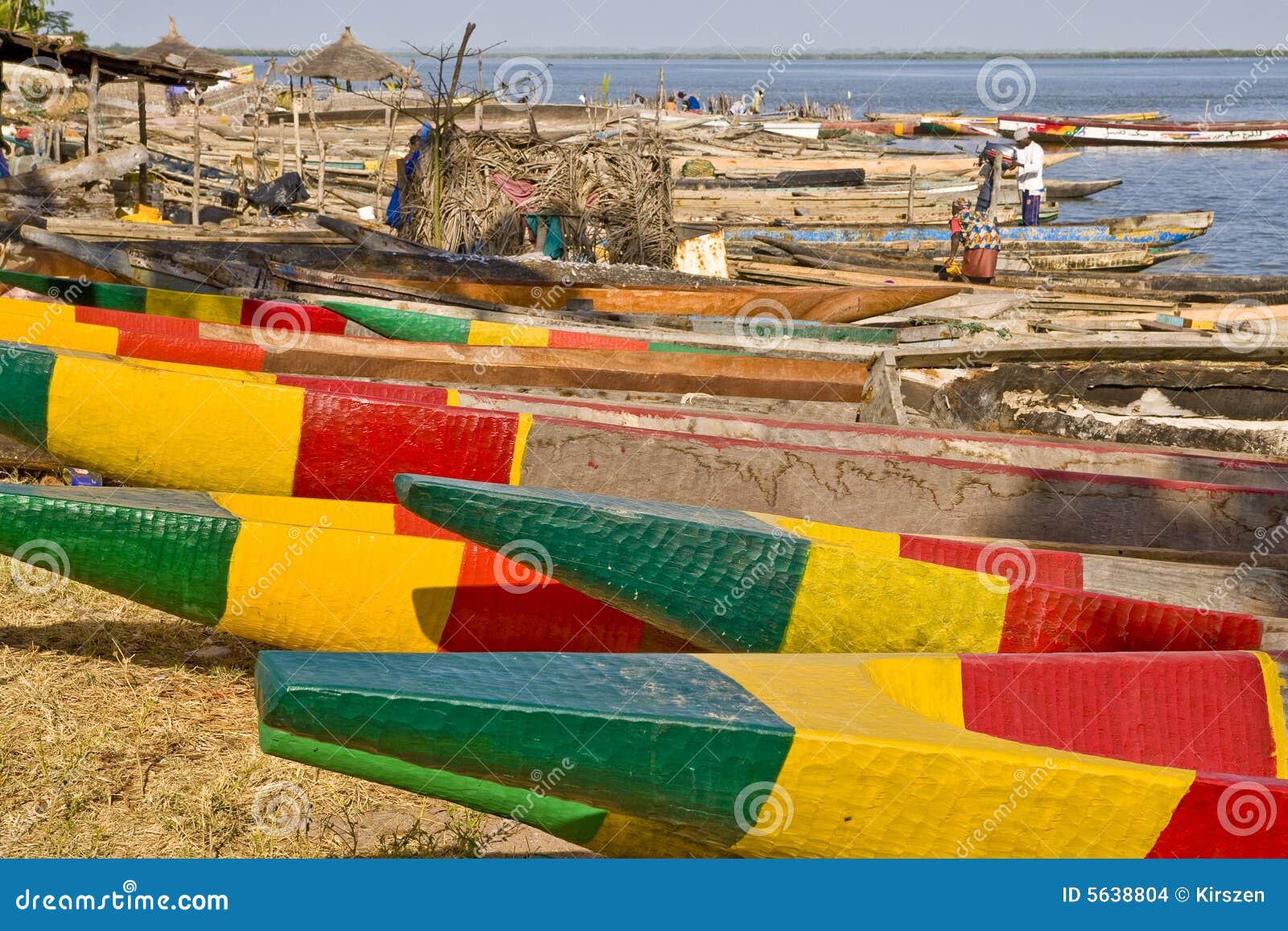 African fishing boats stock photo. Image of yellow, river - 5638804