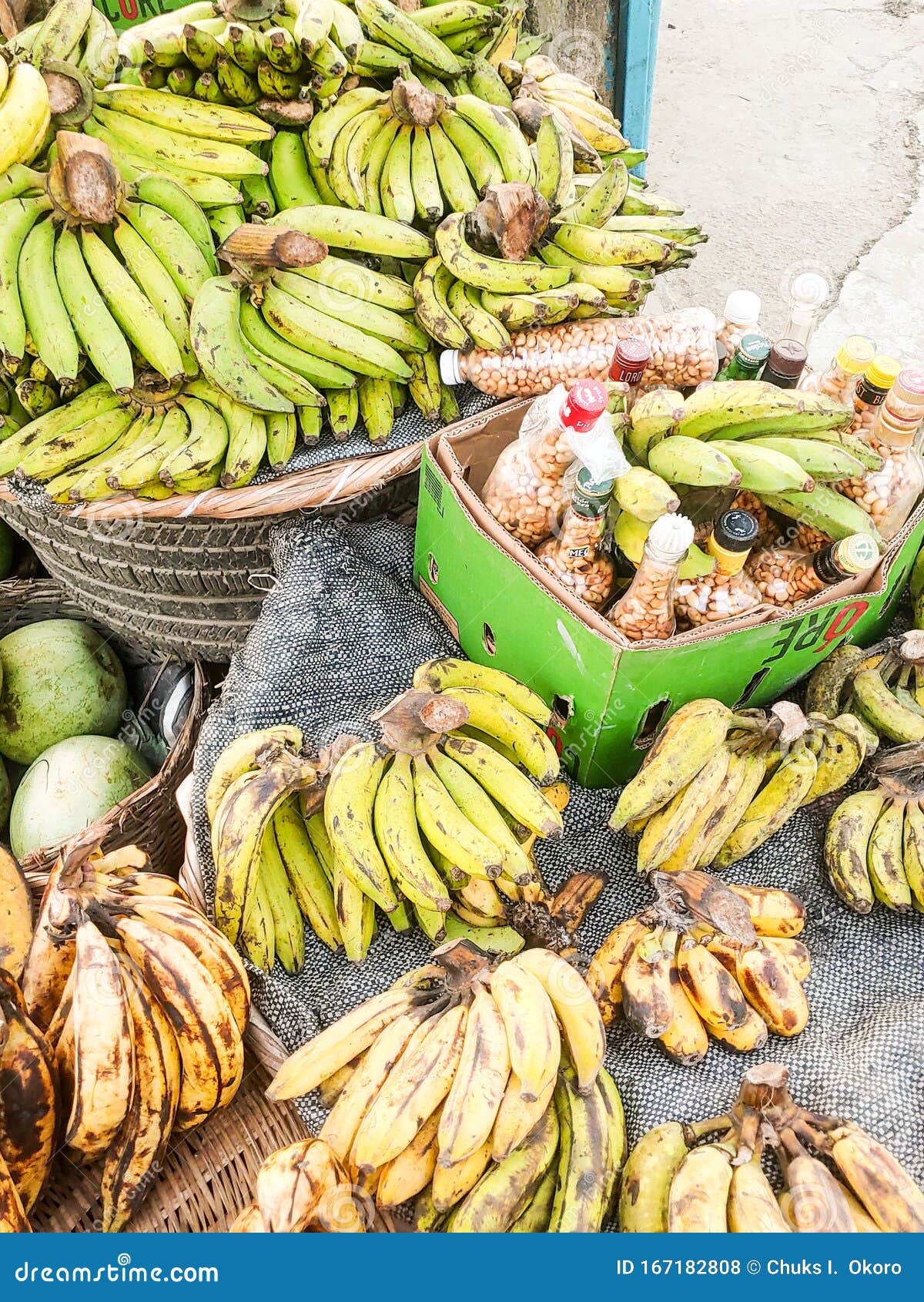 African Fruits and Nut, Bananas, Groundnut Stock Photo - Image of ...