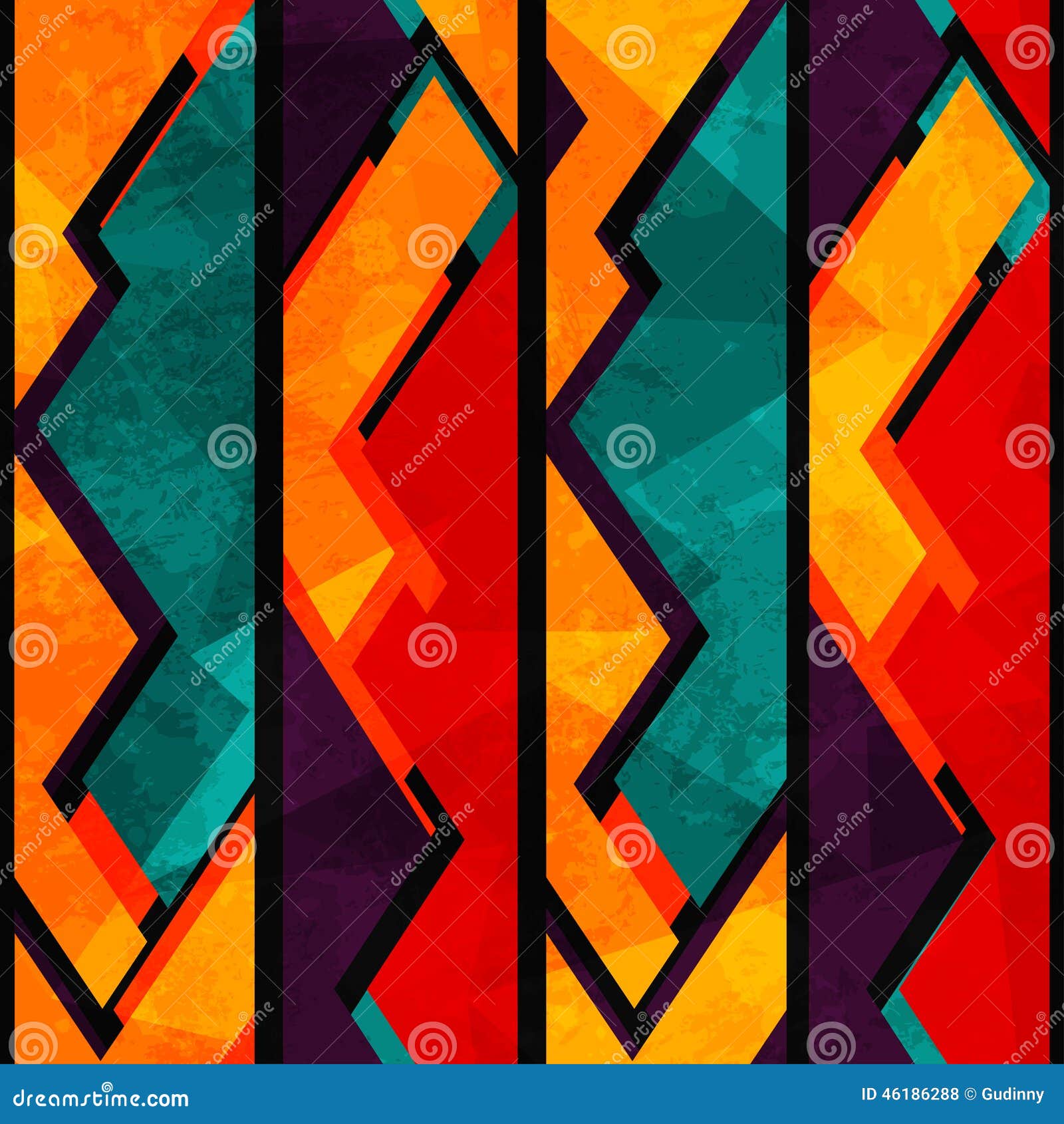 African Geometric Seamless Pattern with Grunge Effect Stock Vector ...