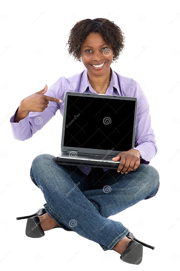 African girl with computer stock photo. Image of office - 6072630