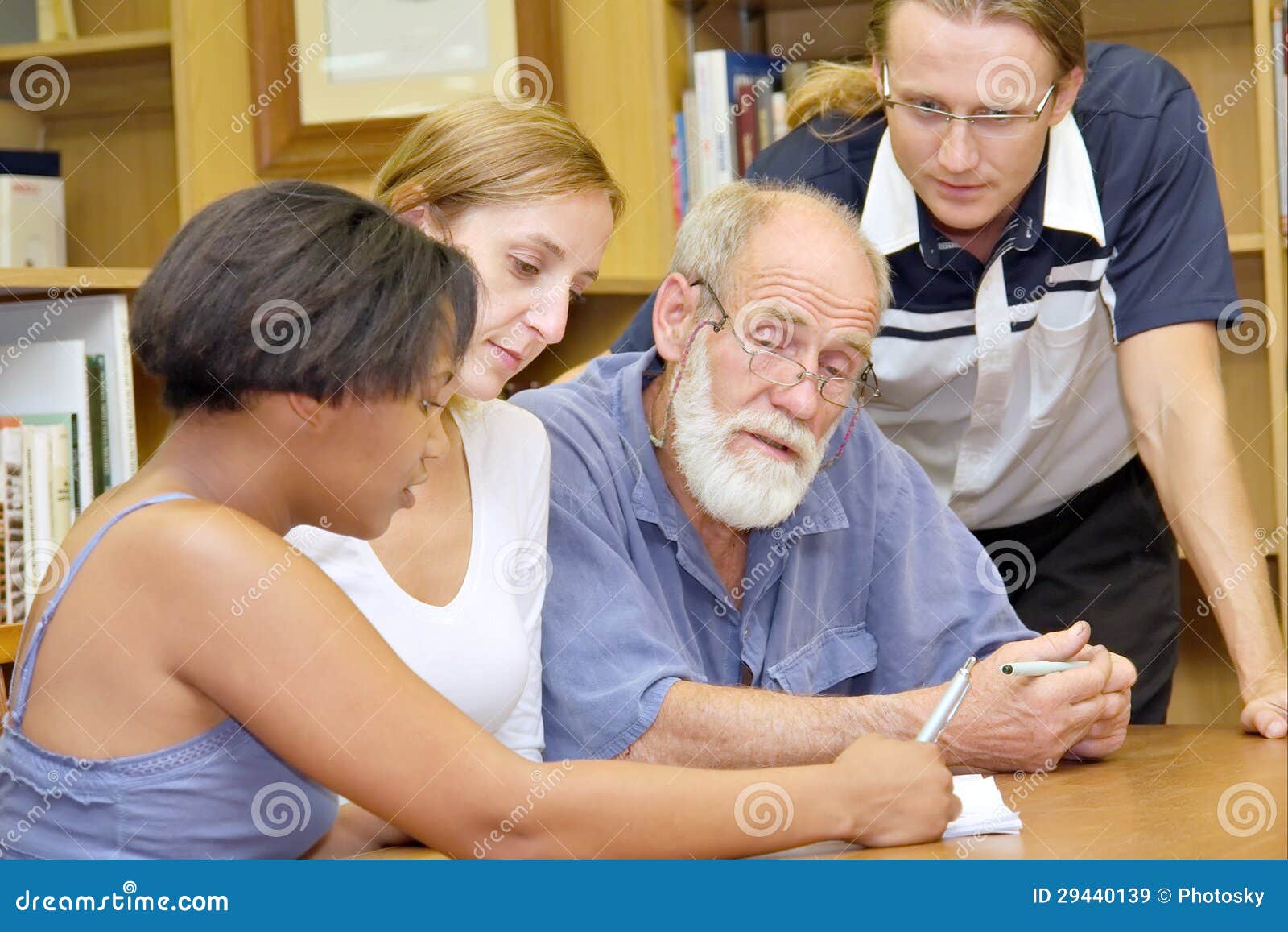 African Girl Explains Something To Others Stock Image - Image of ...