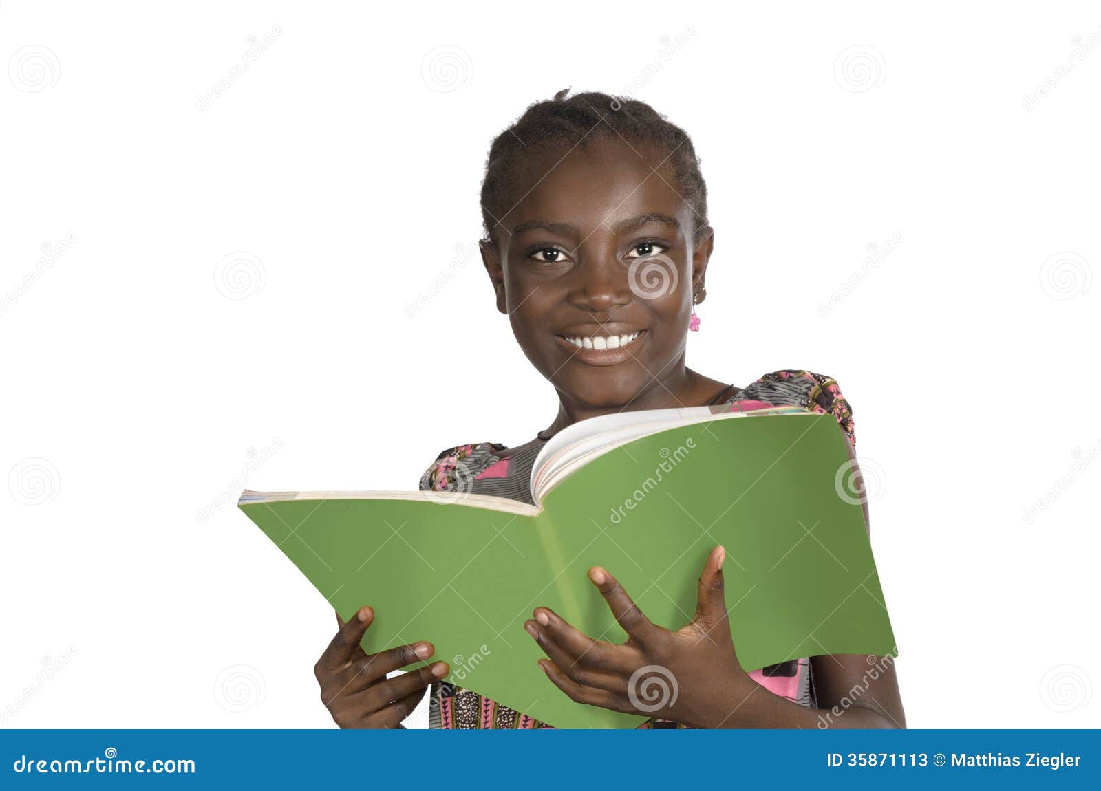 African Girl with Text Book Stock Image - Image of literacy, background ...