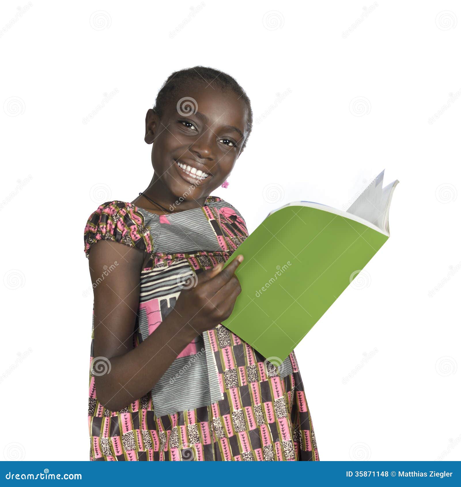 African Girl with Text Book Stock Photo - Image of happiness, face ...