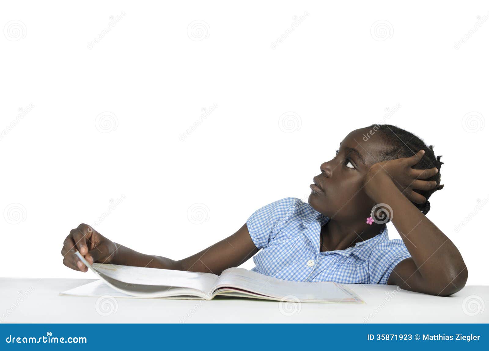 African Girl Thinking, Free Copy Space Stock Image - Image of idea ...