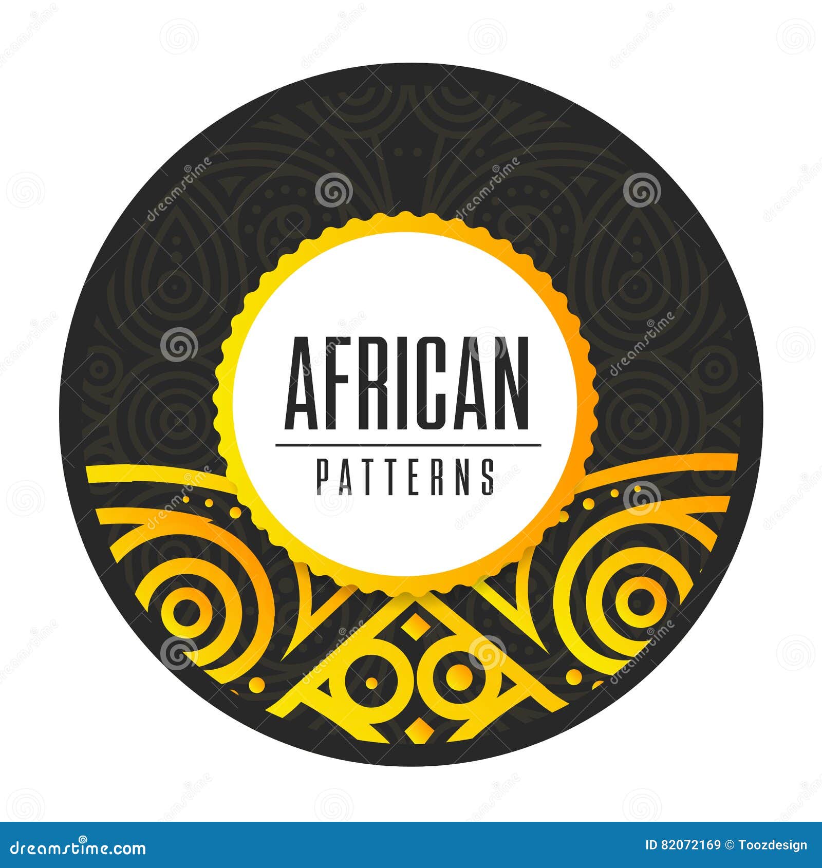 African Golden Pattern on Black Background Stock Vector - Illustration ...
