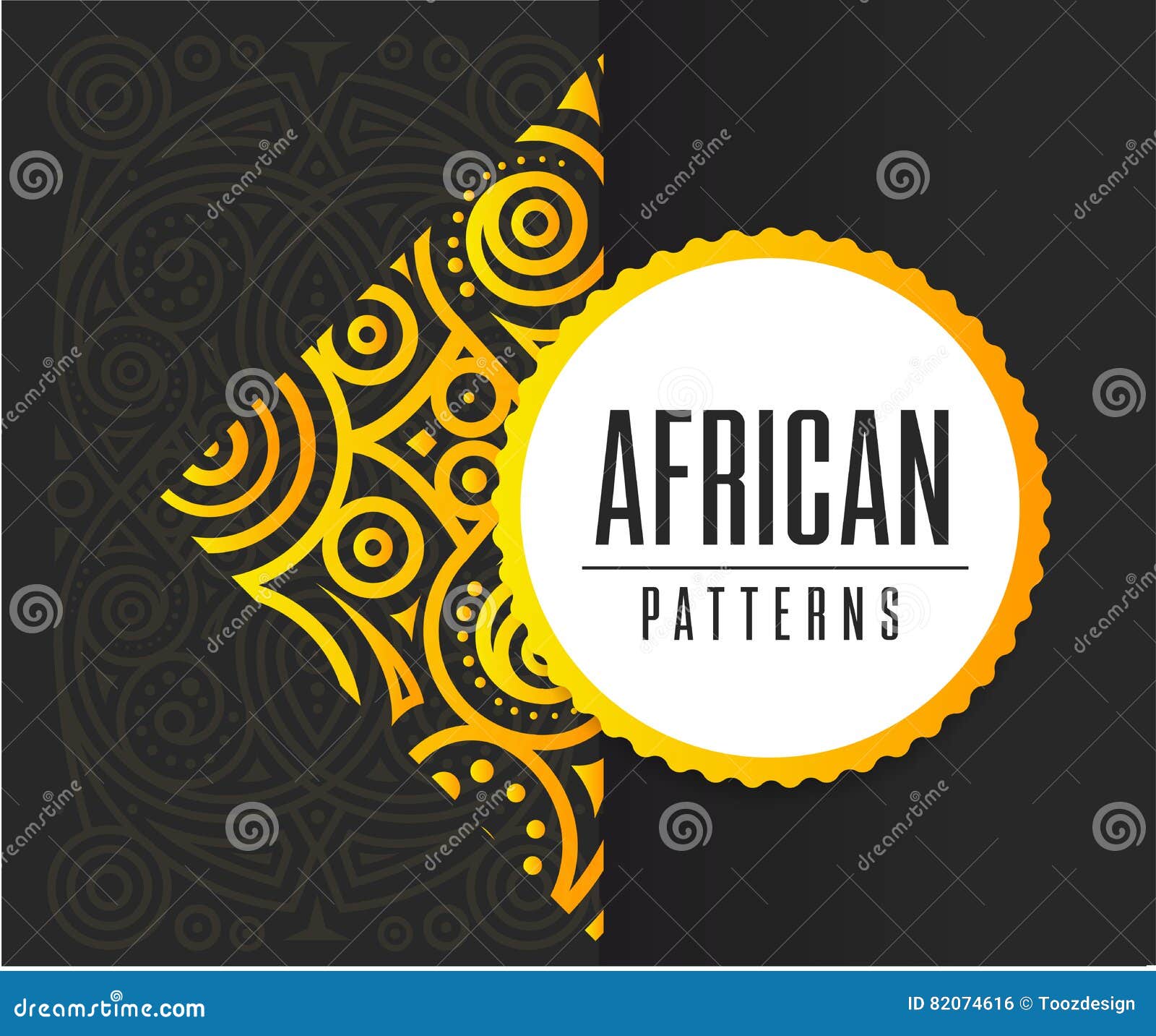African Golden Pattern on Black Background Stock Vector - Illustration ...