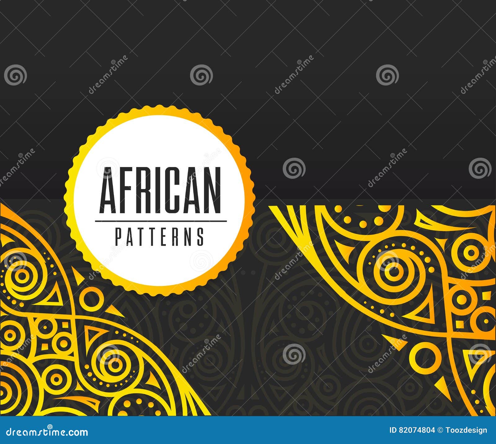 African Golden Pattern on Black Background Stock Vector - Illustration ...