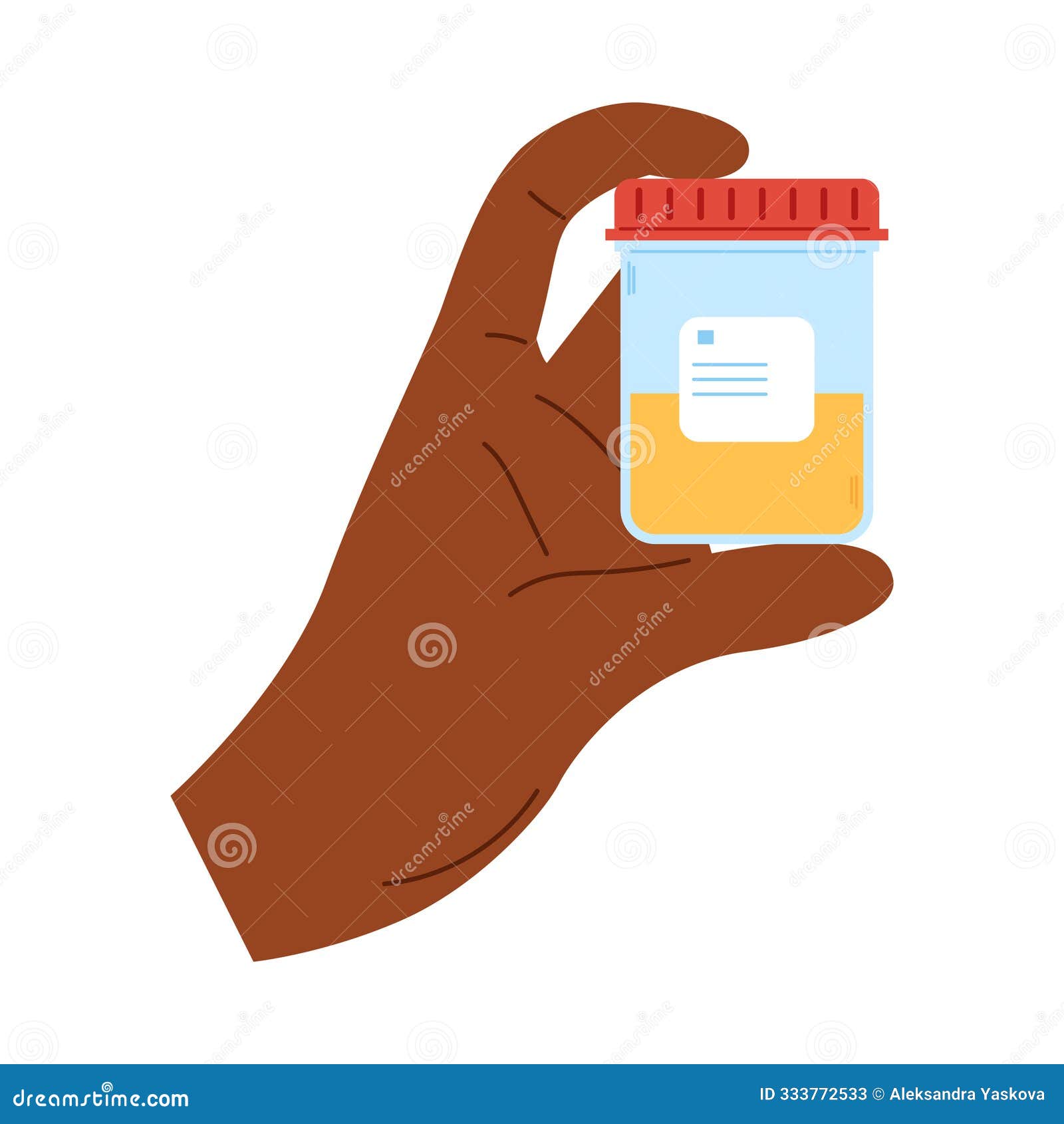 African Hand Holds Container with Urine Sample. Plastic Containers with ...
