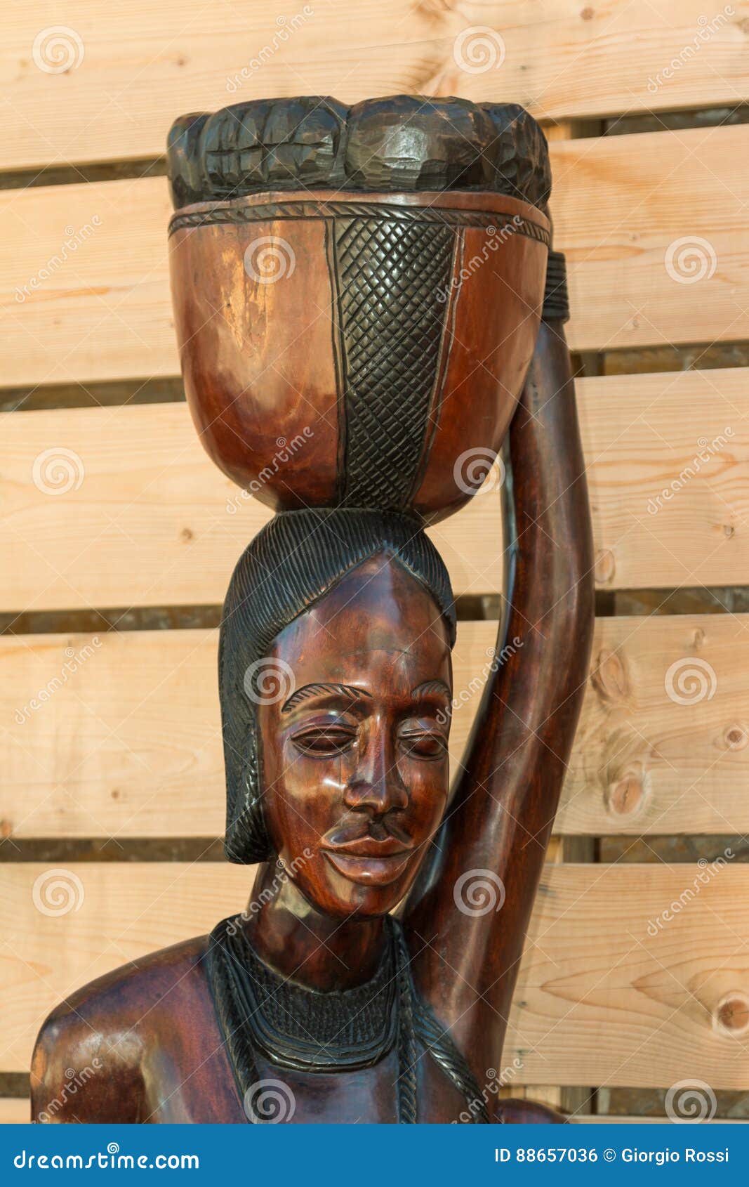 African Handmade Ethnic Wooden Statue Stock Photo - Image of guinea ...