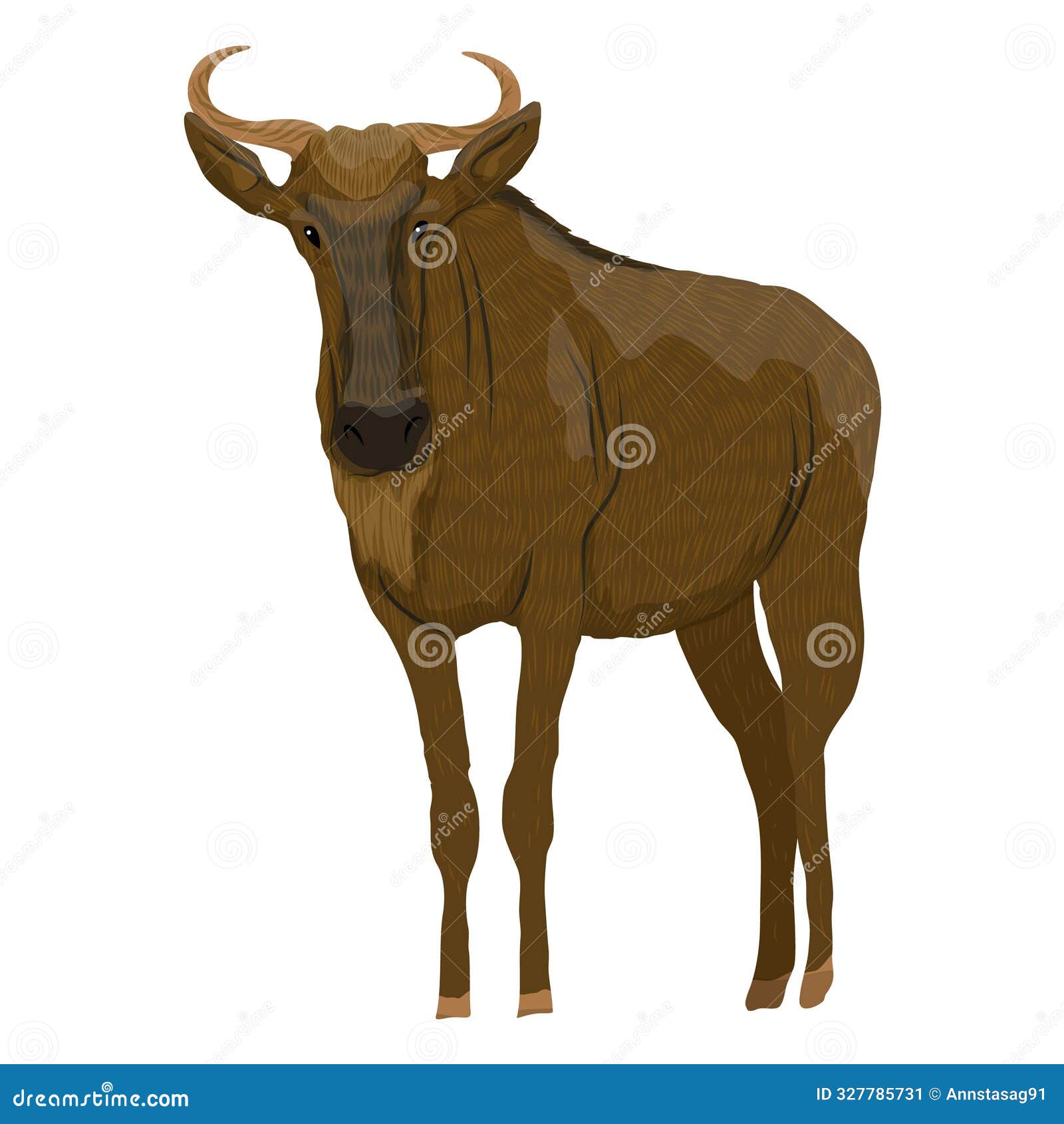 African Herbivore Wildebeest Gnu. Stock Vector - Illustration of ...
