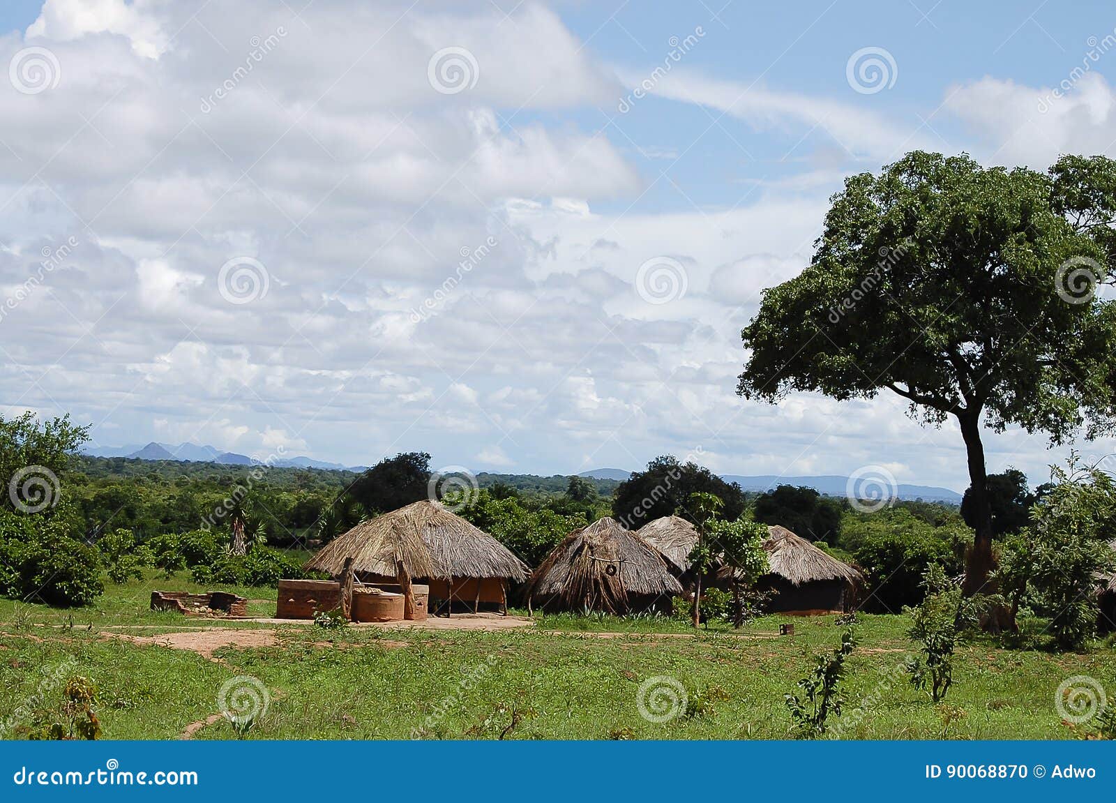 African Huts - Zambia stock photo. Image of savanna, village - 90068870