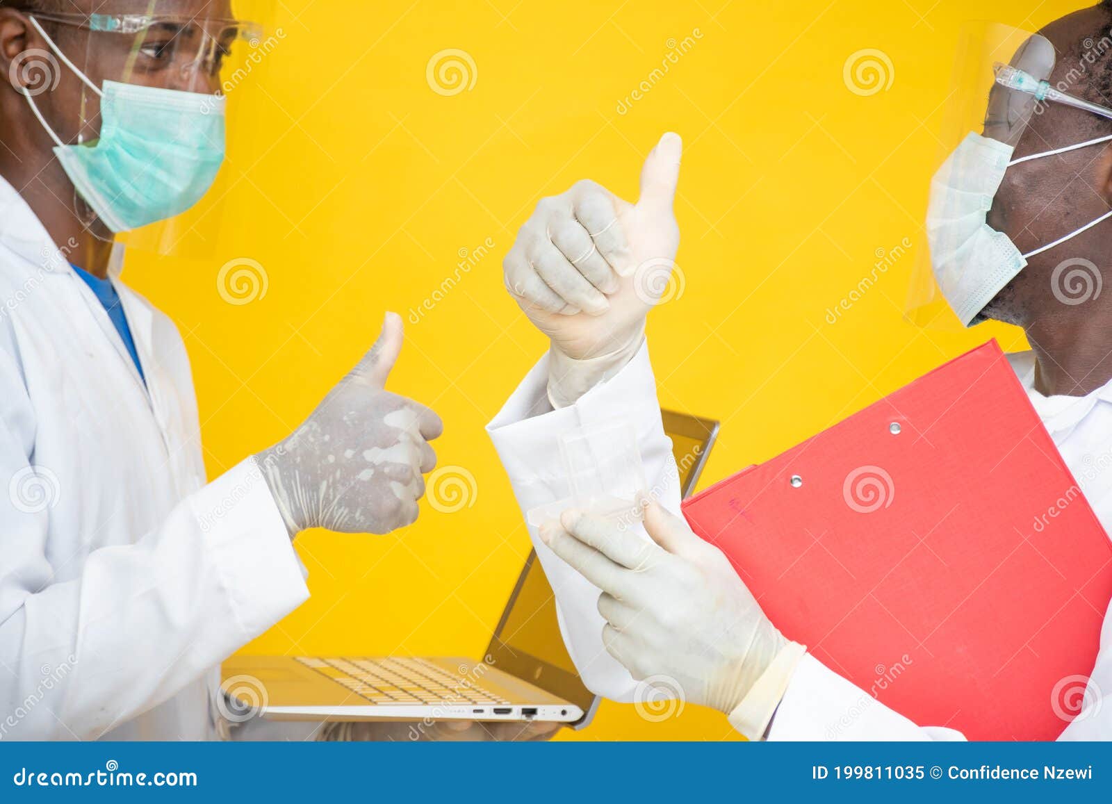 African Lab Scientists Give Each Other a Thumbs Up Stock Image - Image ...