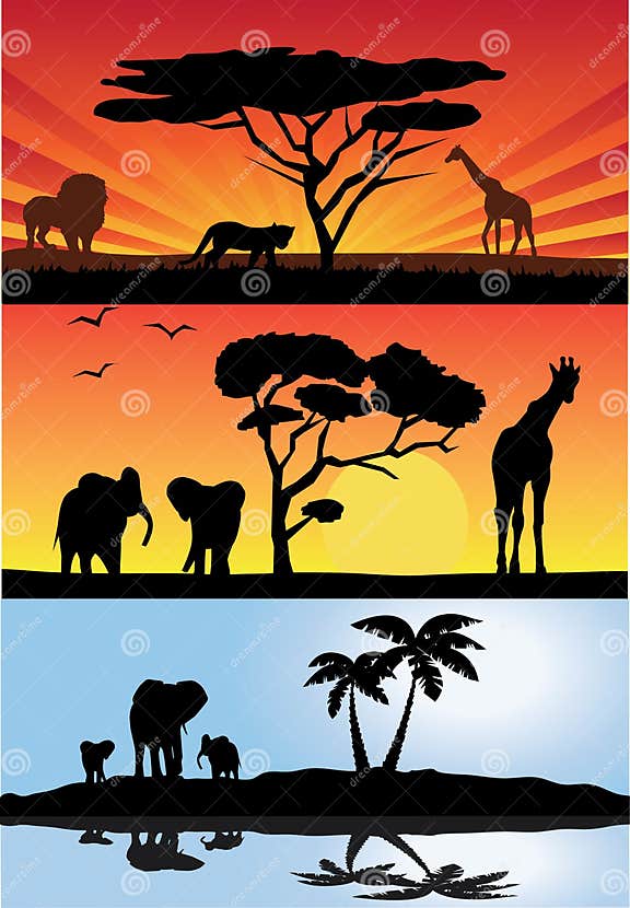 African landscape stock vector. Illustration of orange - 17628575