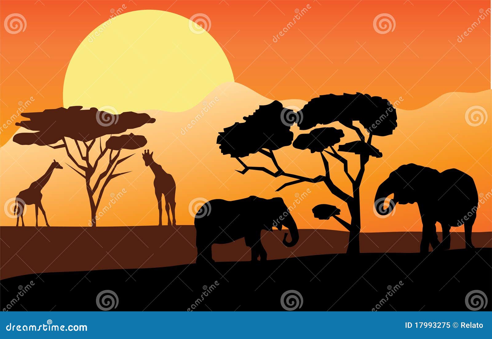 African landscape stock vector. Illustration of painting - 17993275