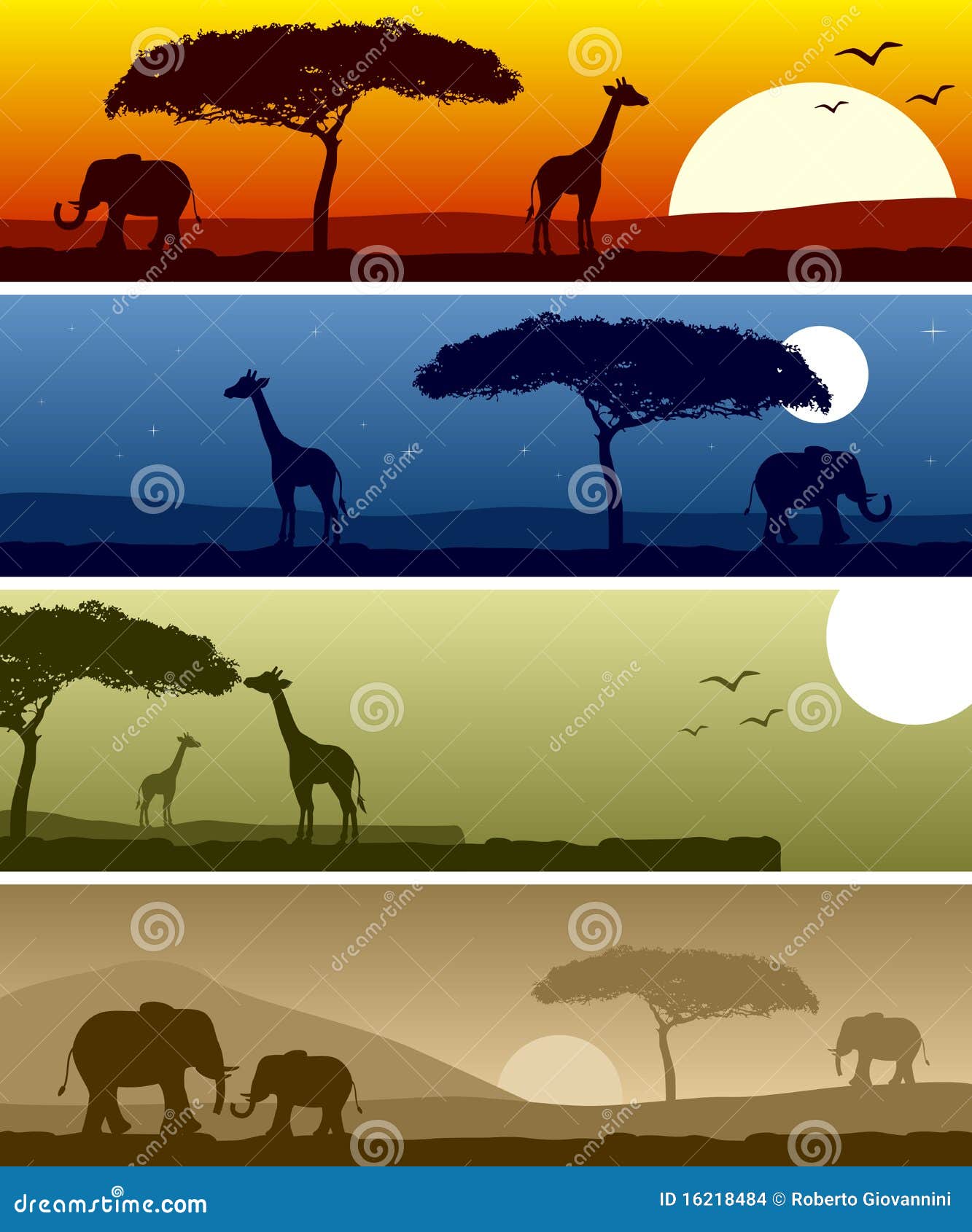 African Landscape Banners stock vector. Illustration of animals - 16218484