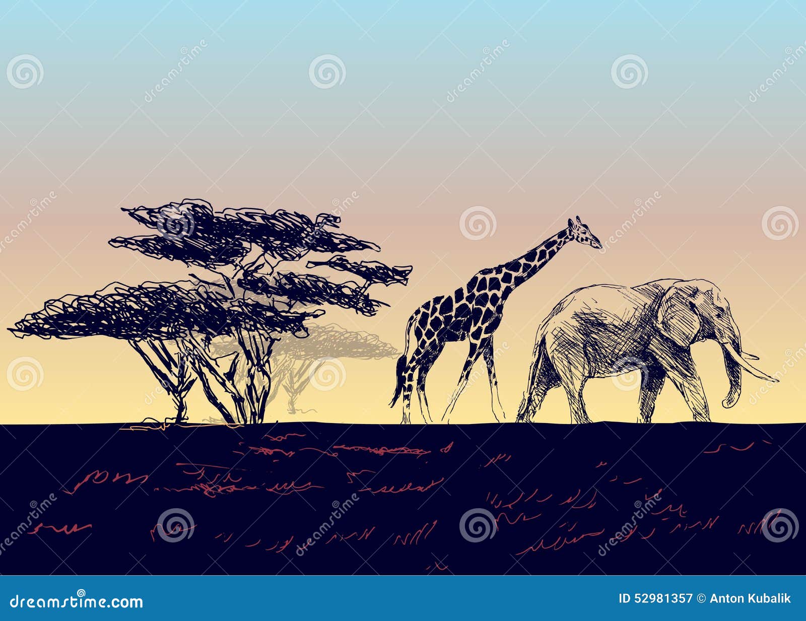 African landscape stock vector. Illustration of relaxing - 52981357