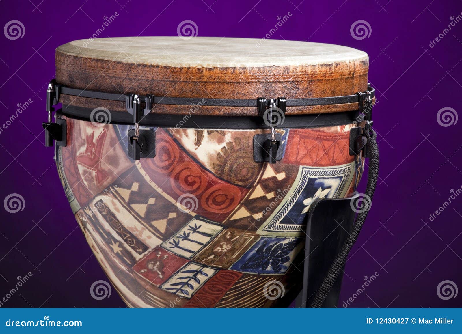 African Latin Djembe Drum on Purple Stock Image - Image of horizontal ...
