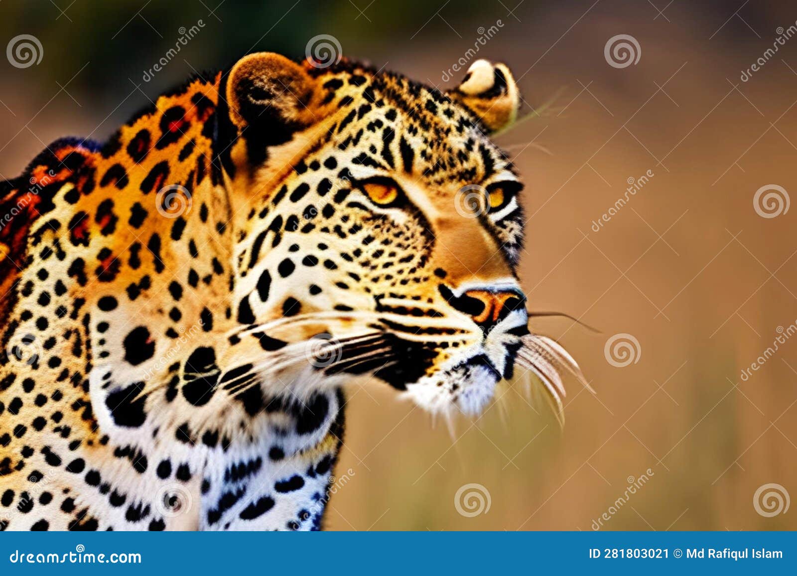 African Leopard Female Pose in Beautiful Evening Light. Generative AI ...
