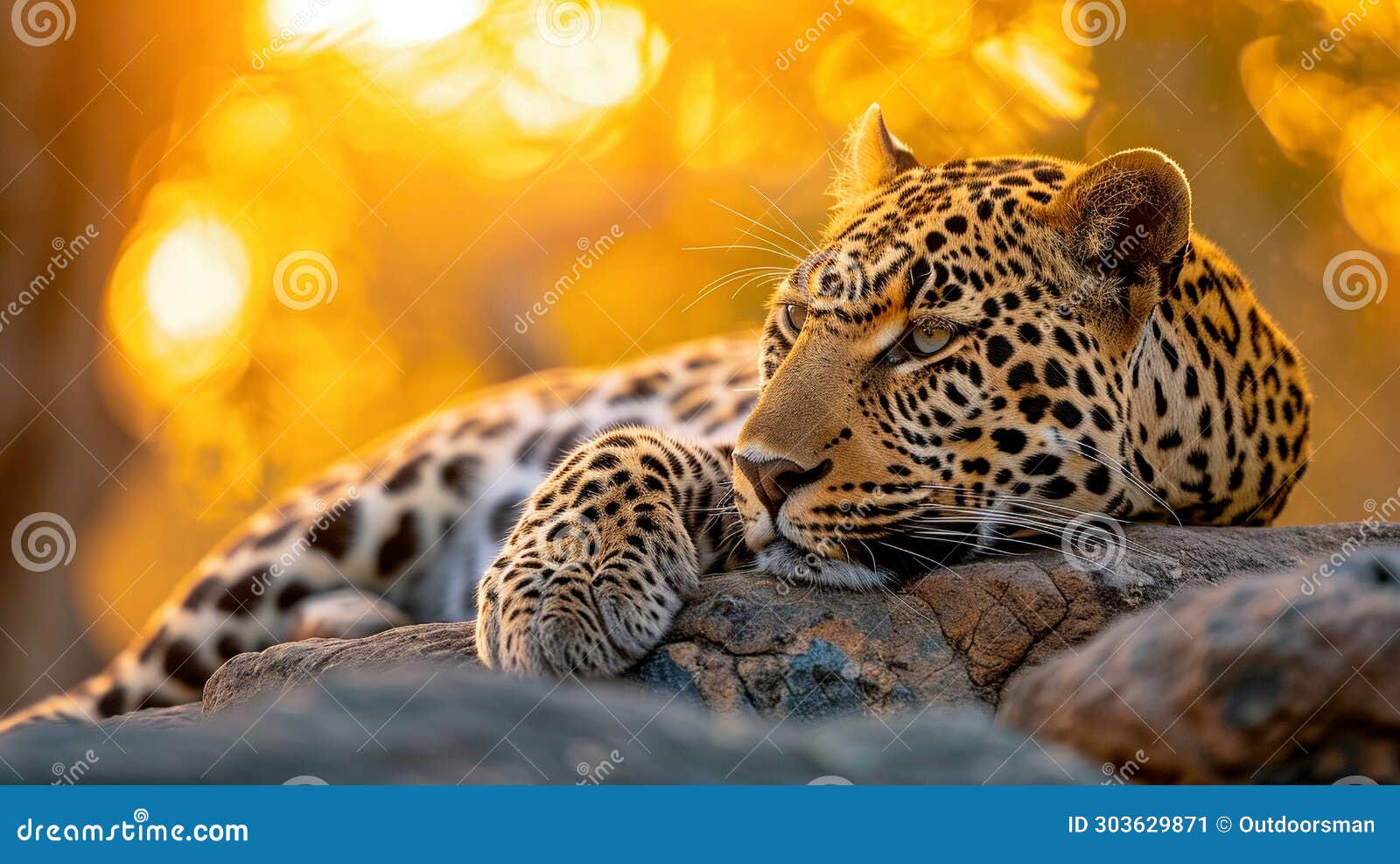 African Leopard Lying on Rock Stock Illustration - Illustration of ...