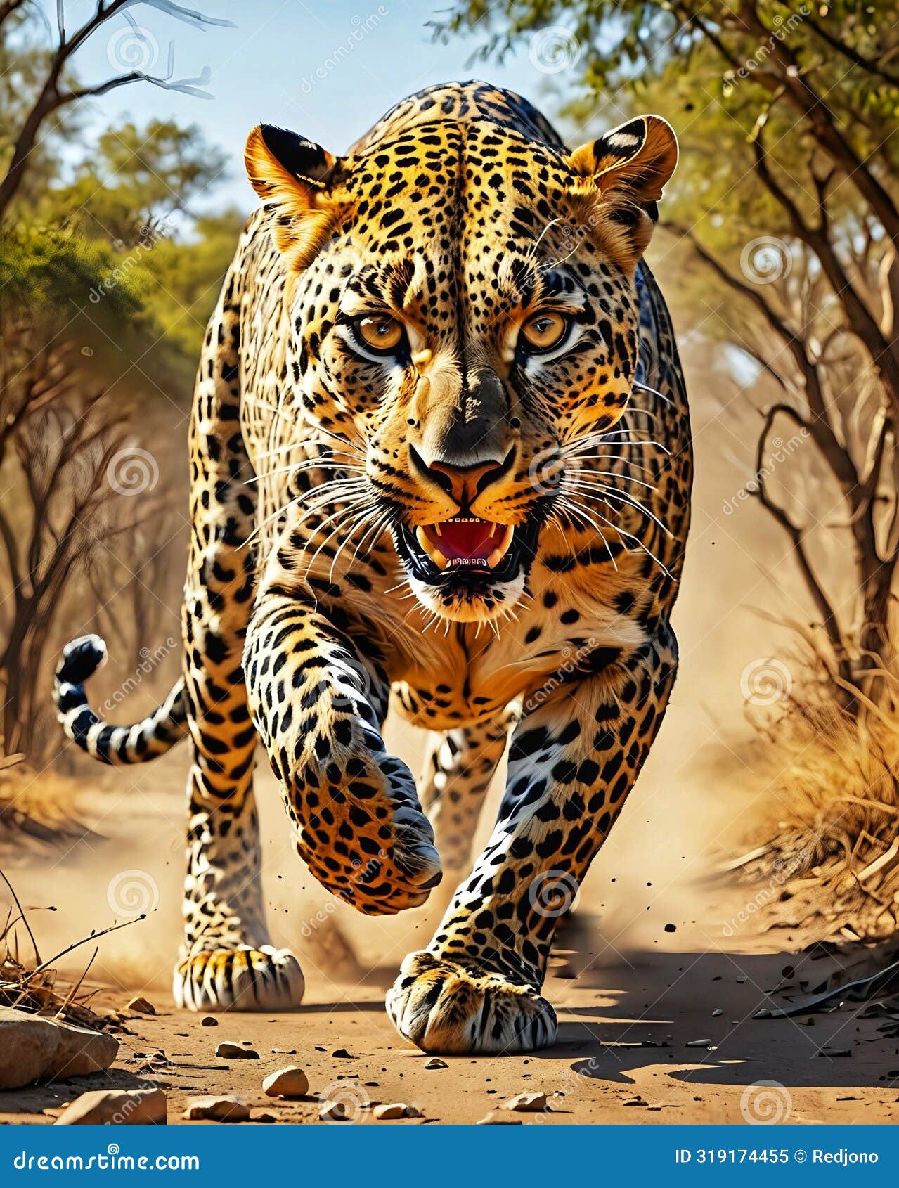 African Leopard Stalking Prey Stock Illustration - Illustration of ...