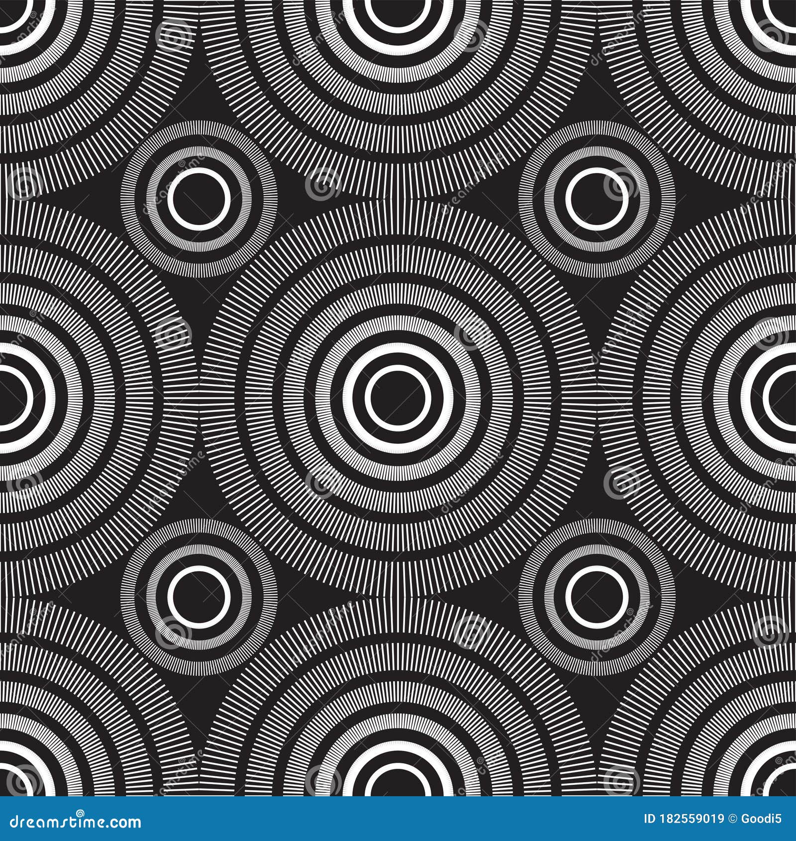 African Line Circle Design Pattern In Black And White Stock Vector