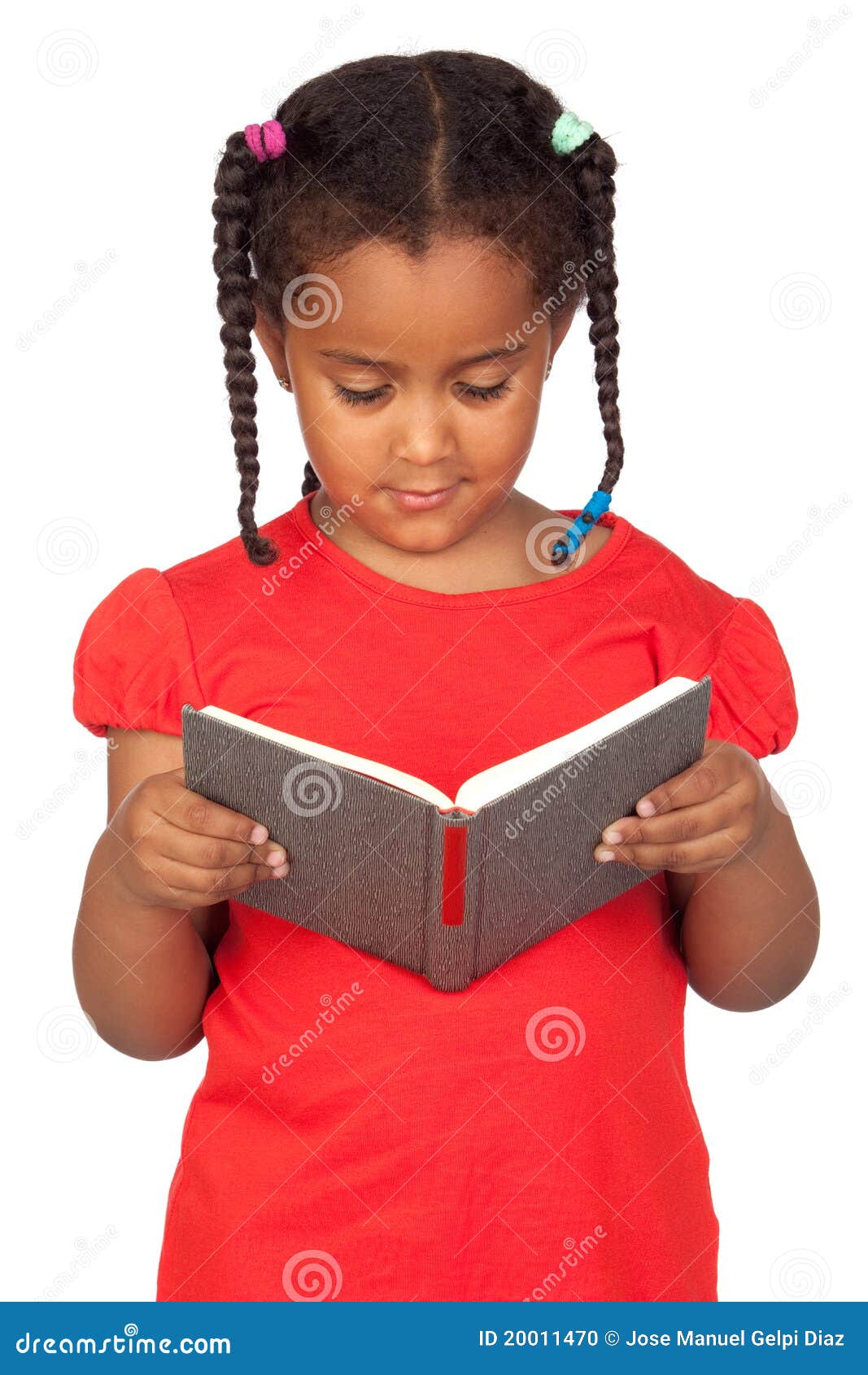 African Little Girl Reading a Book Stock Photo - Image of education ...