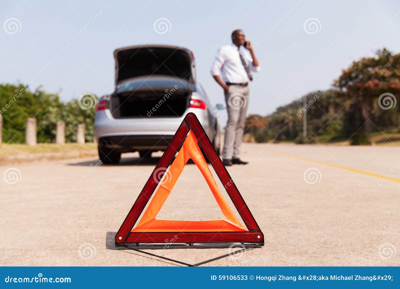 African Male Driver Calling Stock Image - Image of american, emergency ...