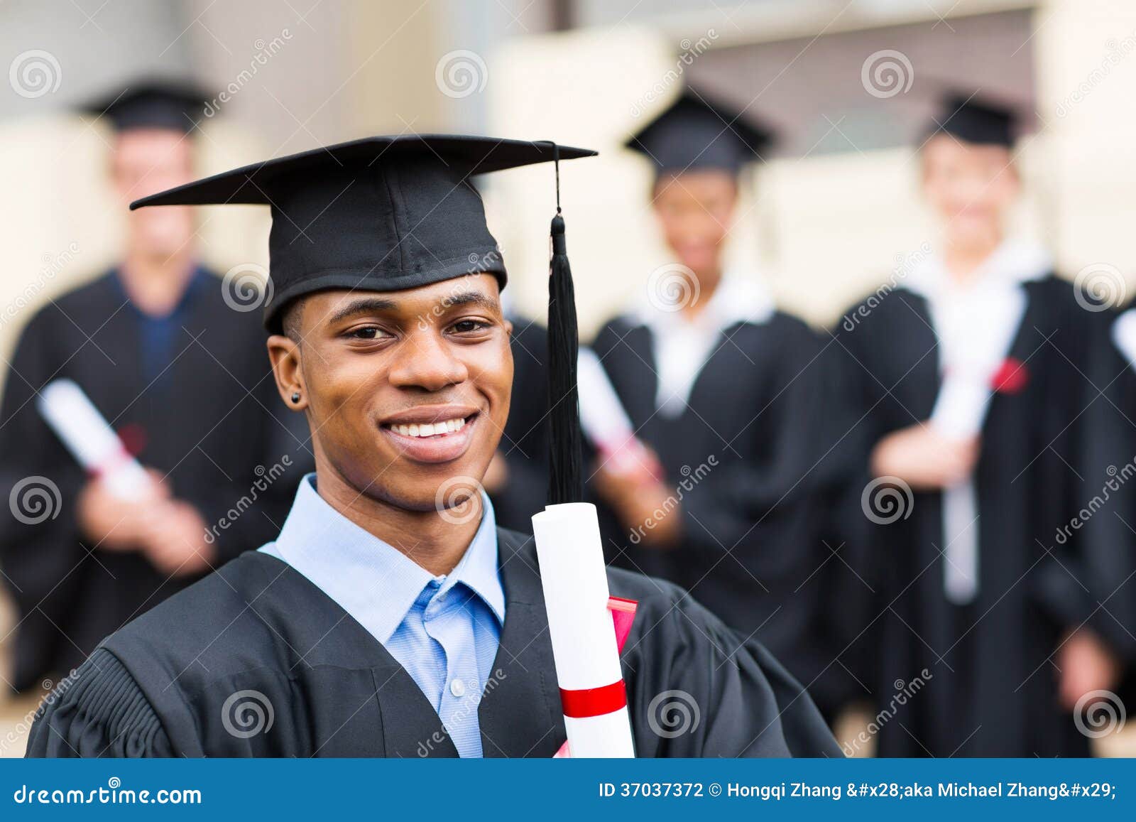 African Male University Graduate Stock Photo - Image of looking, degree ...