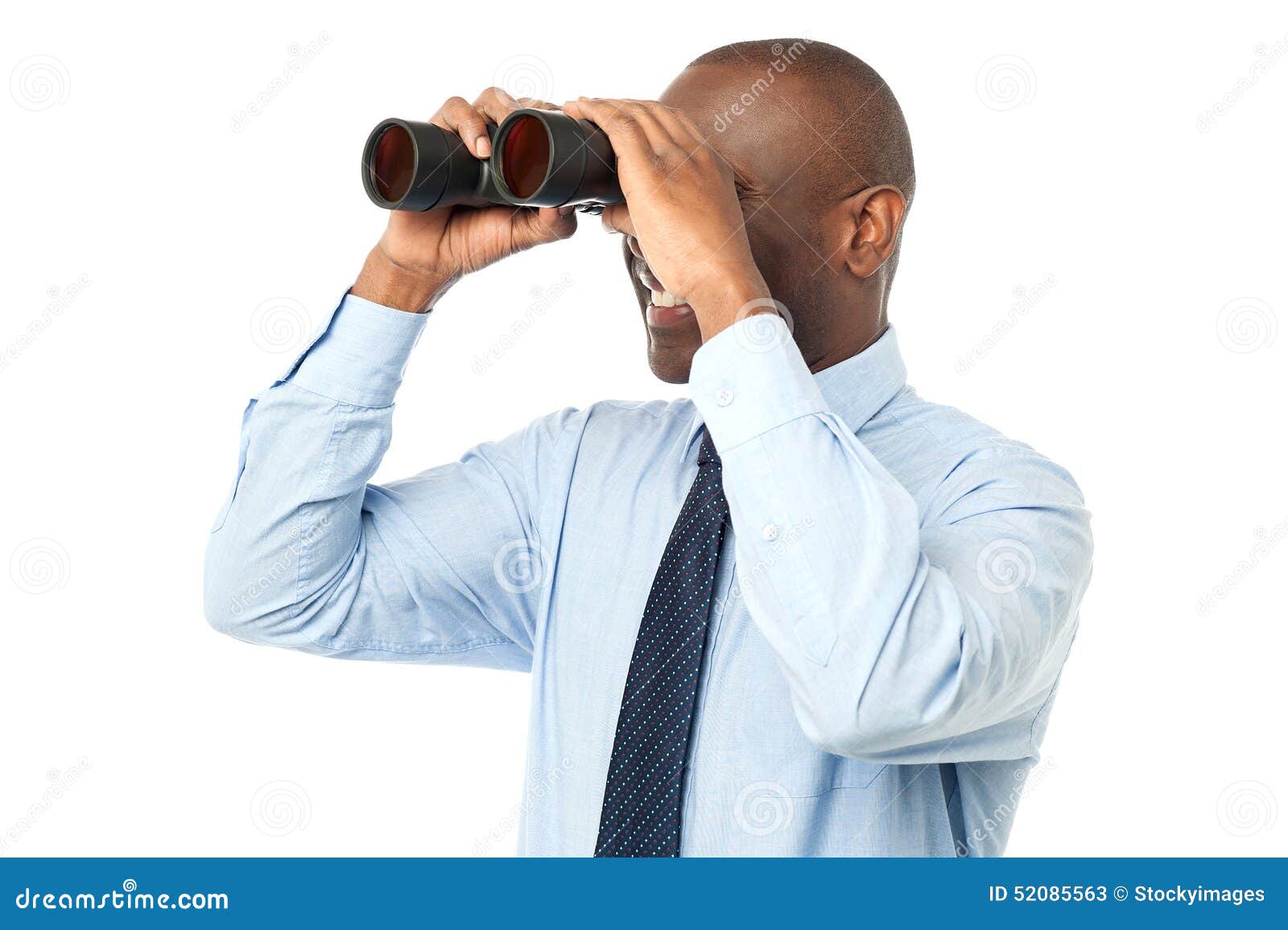 African Male Using Binocular Stock Image - Image of smart, studio: 52085563