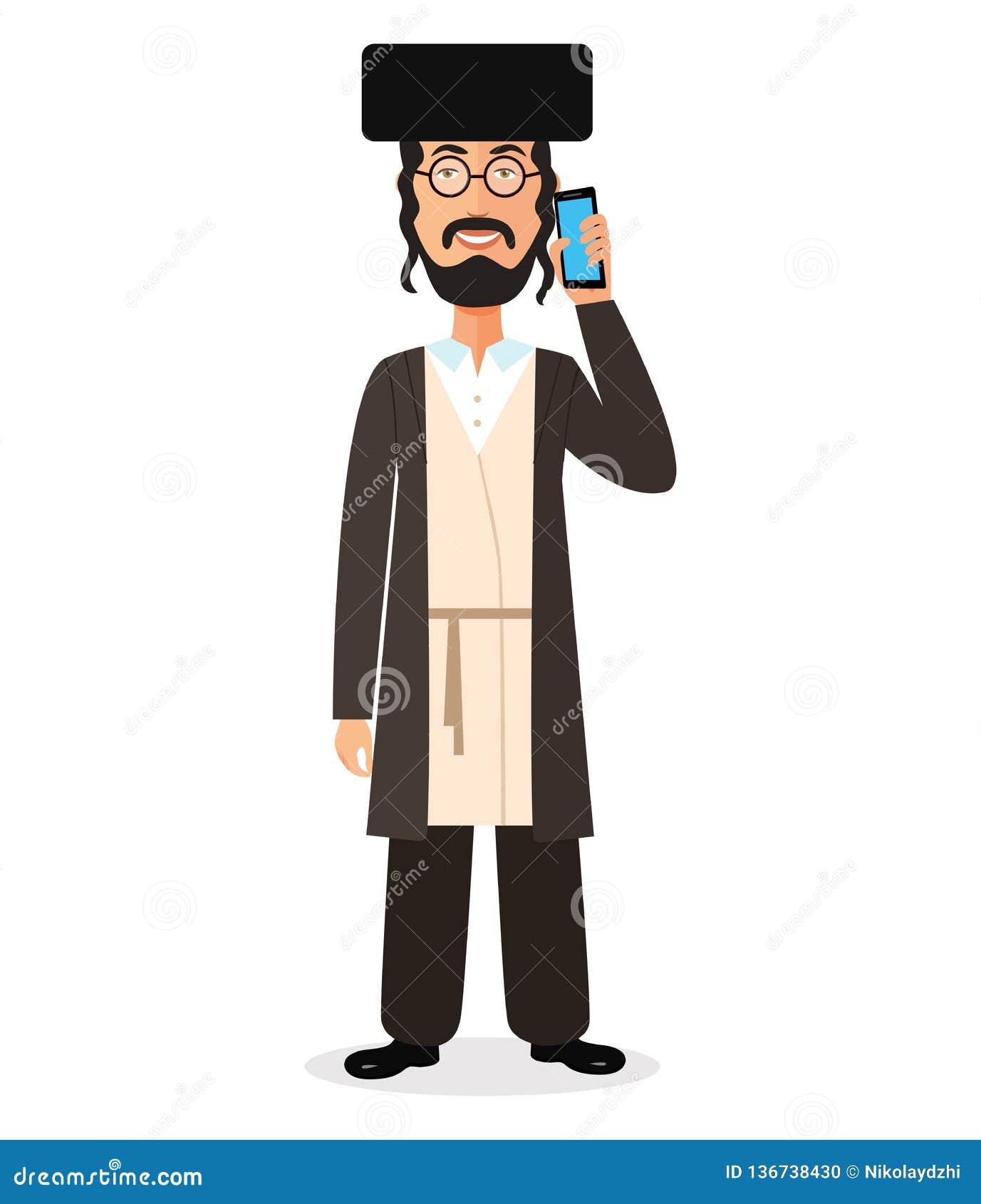 Jewish Flat Icons. Israel And Judaism Vector Symbols With Rabbi, Torah ...