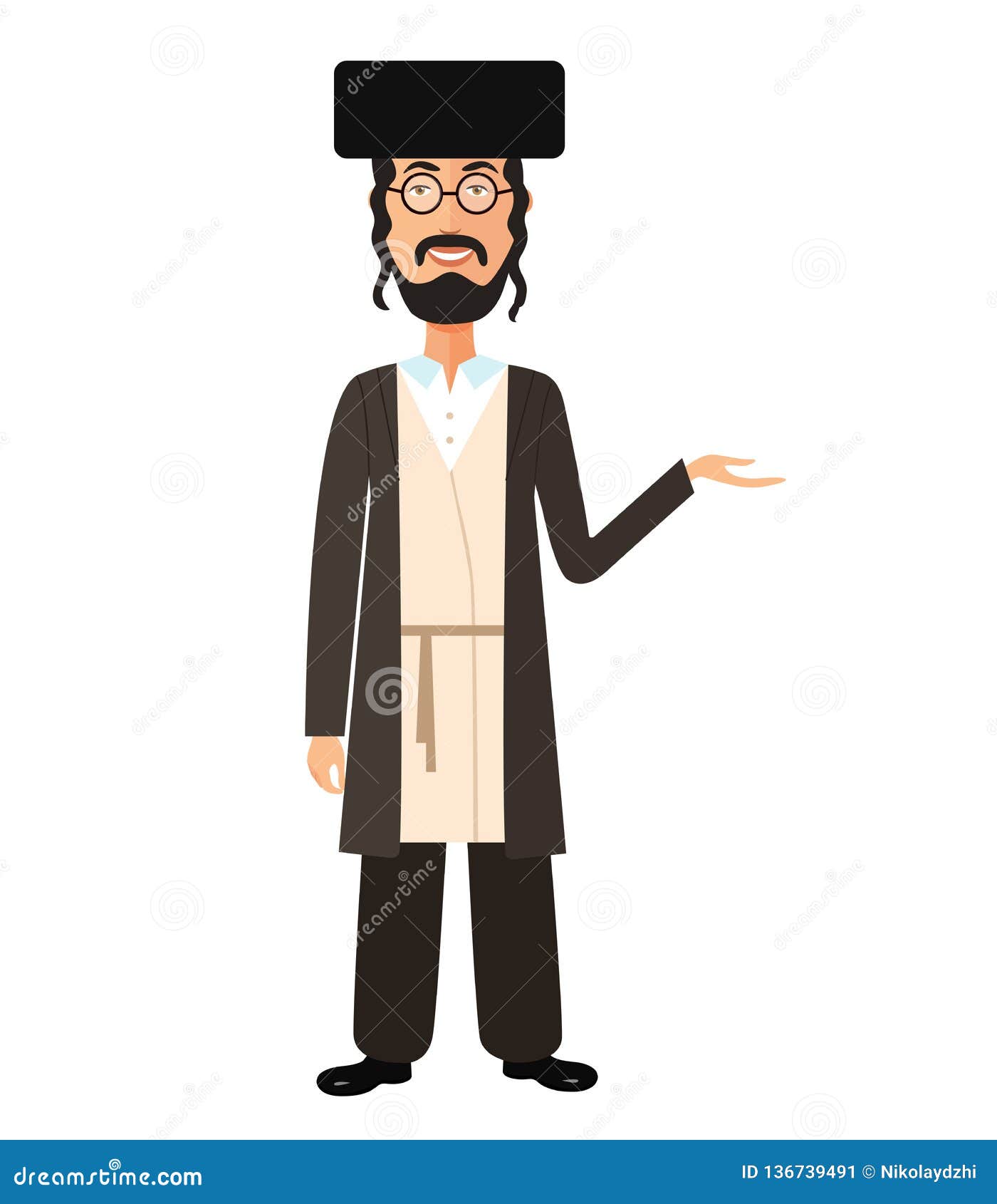 Jewish Man Presenting Vector Cartoon Isolated on White Stock Vector ...