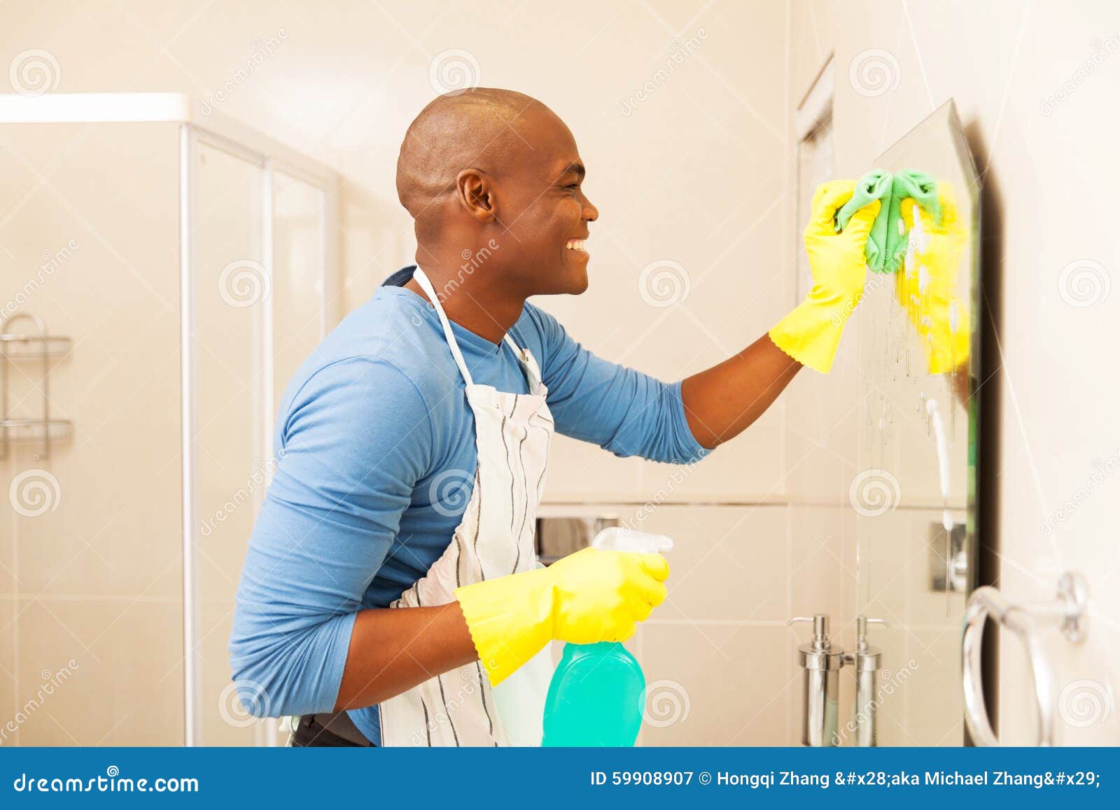 Man Cleaning Bathroom