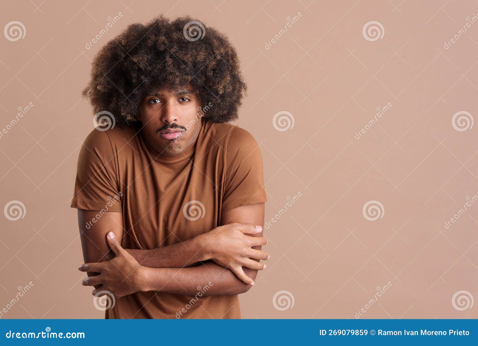 African Man with Curly Hair in the Cold Stock Image - Image of african ...