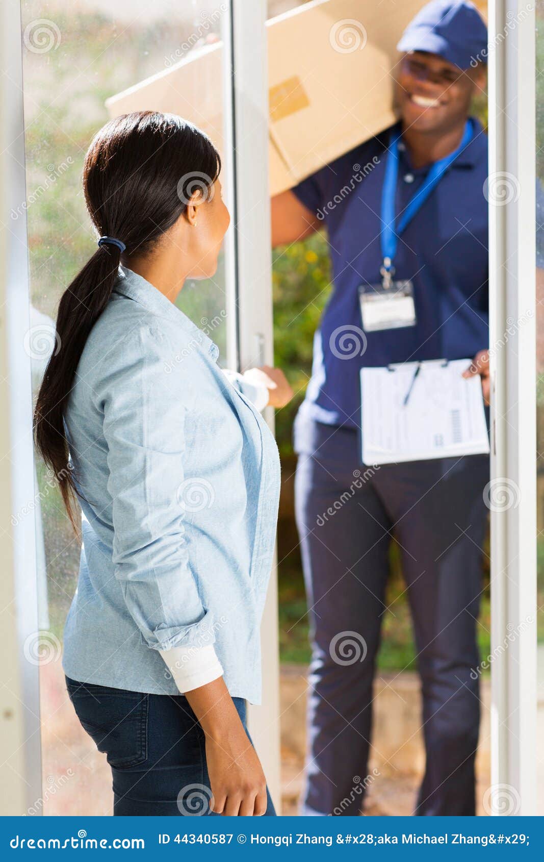 African man delivering stock image. Image of door, delivering - 44340587