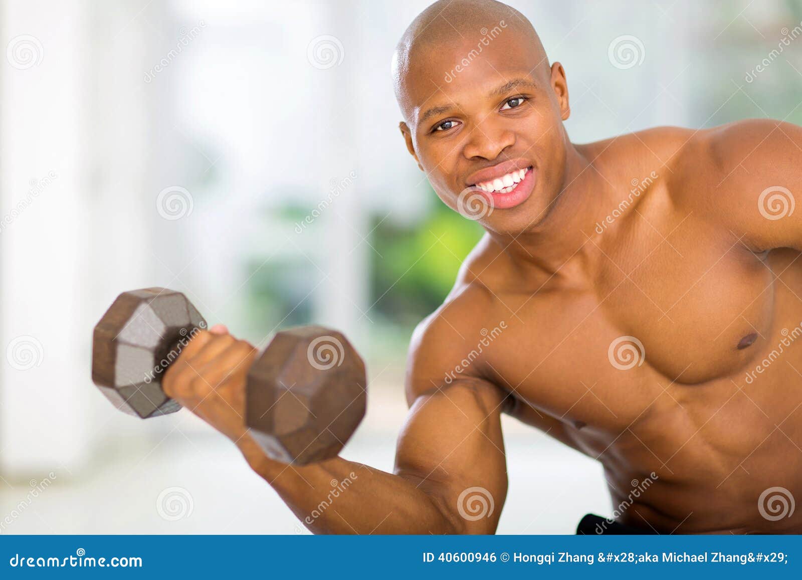 African Man Exercising Dumdbells Stock Photo - Image of lifting, happy ...