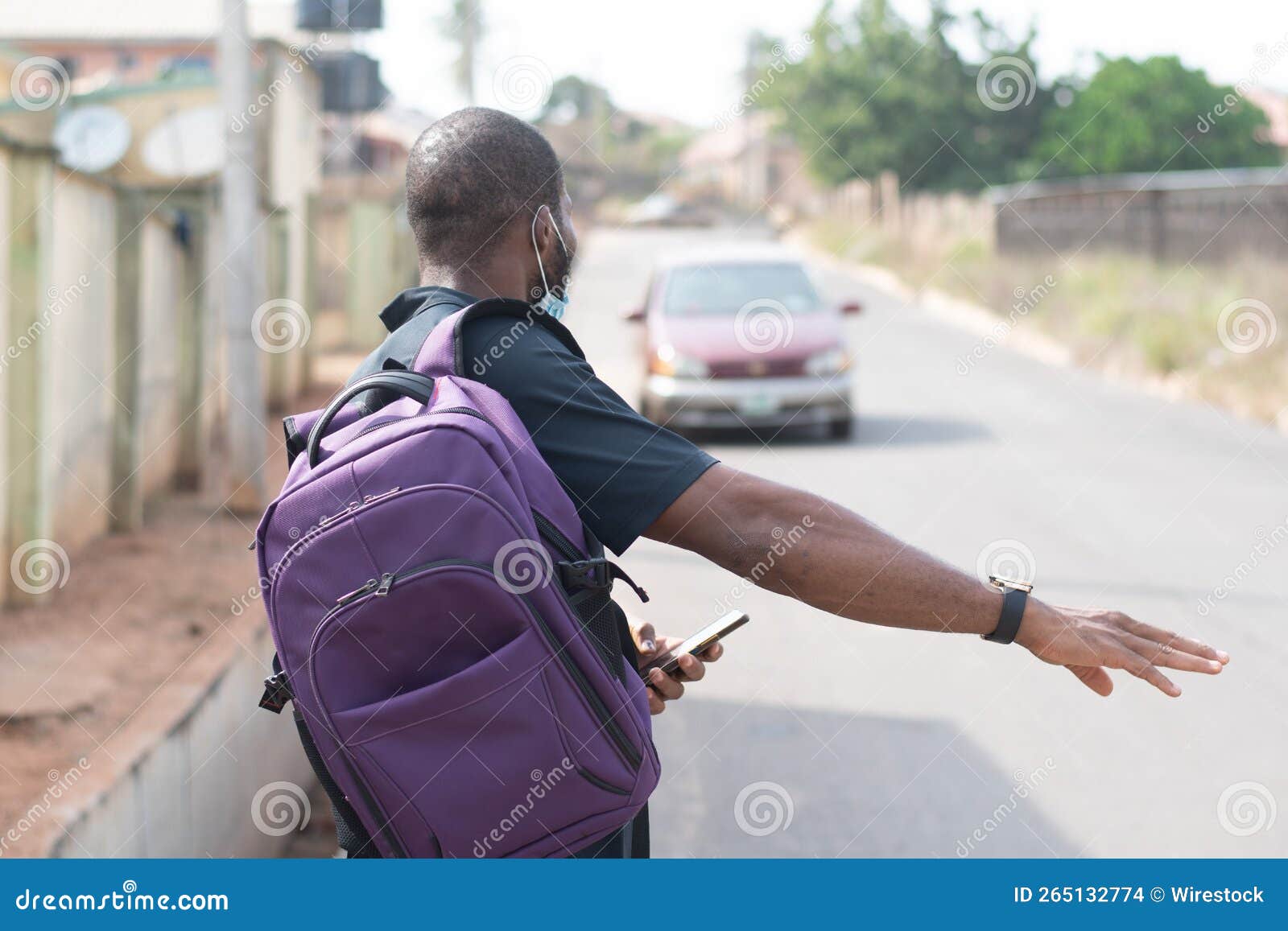 Man hailing for a cab stock photo. Image of taxi, phone - 265132774