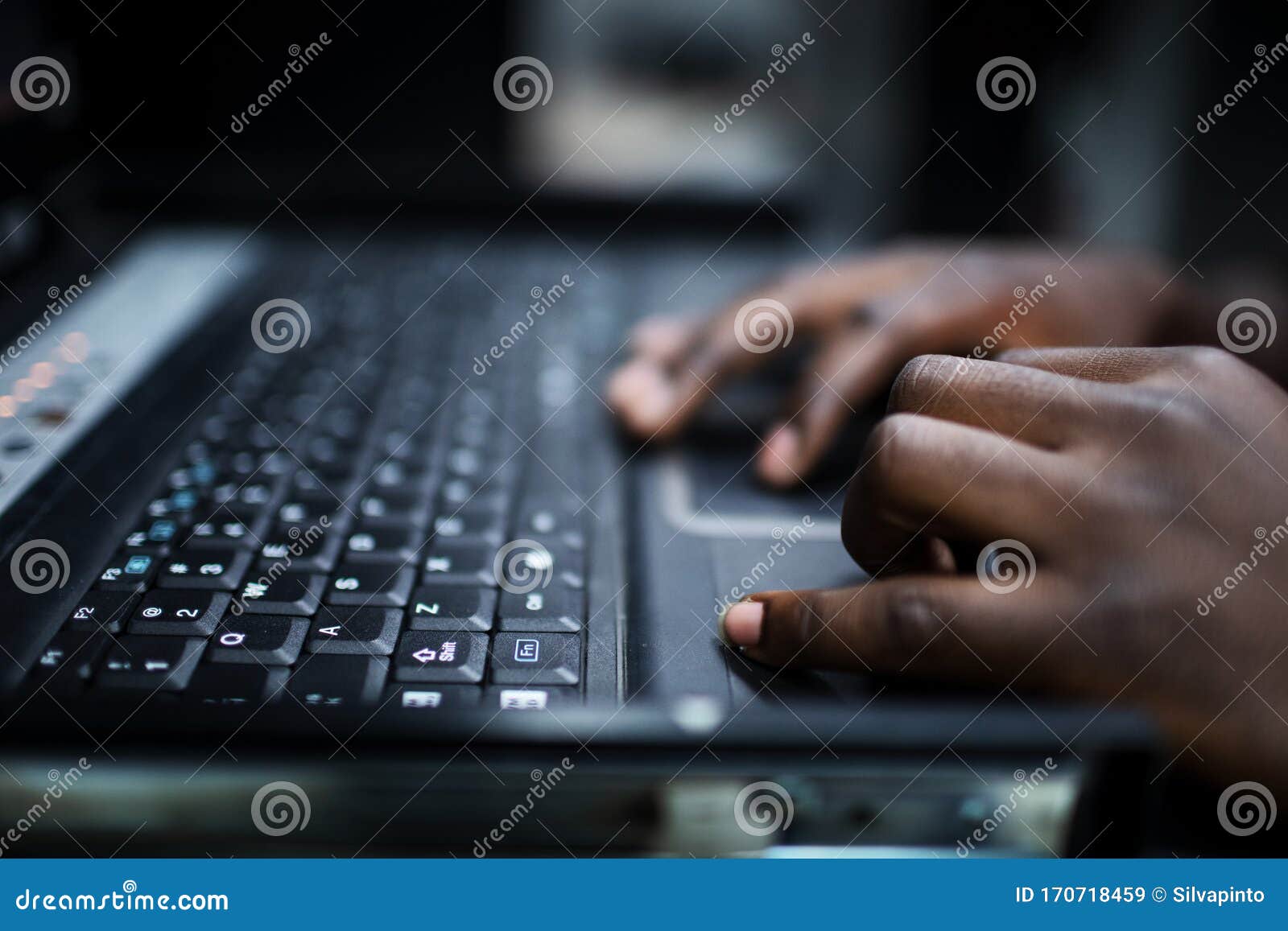 African Man Hands Working on Laptop Computer Stock Image - Image of ...